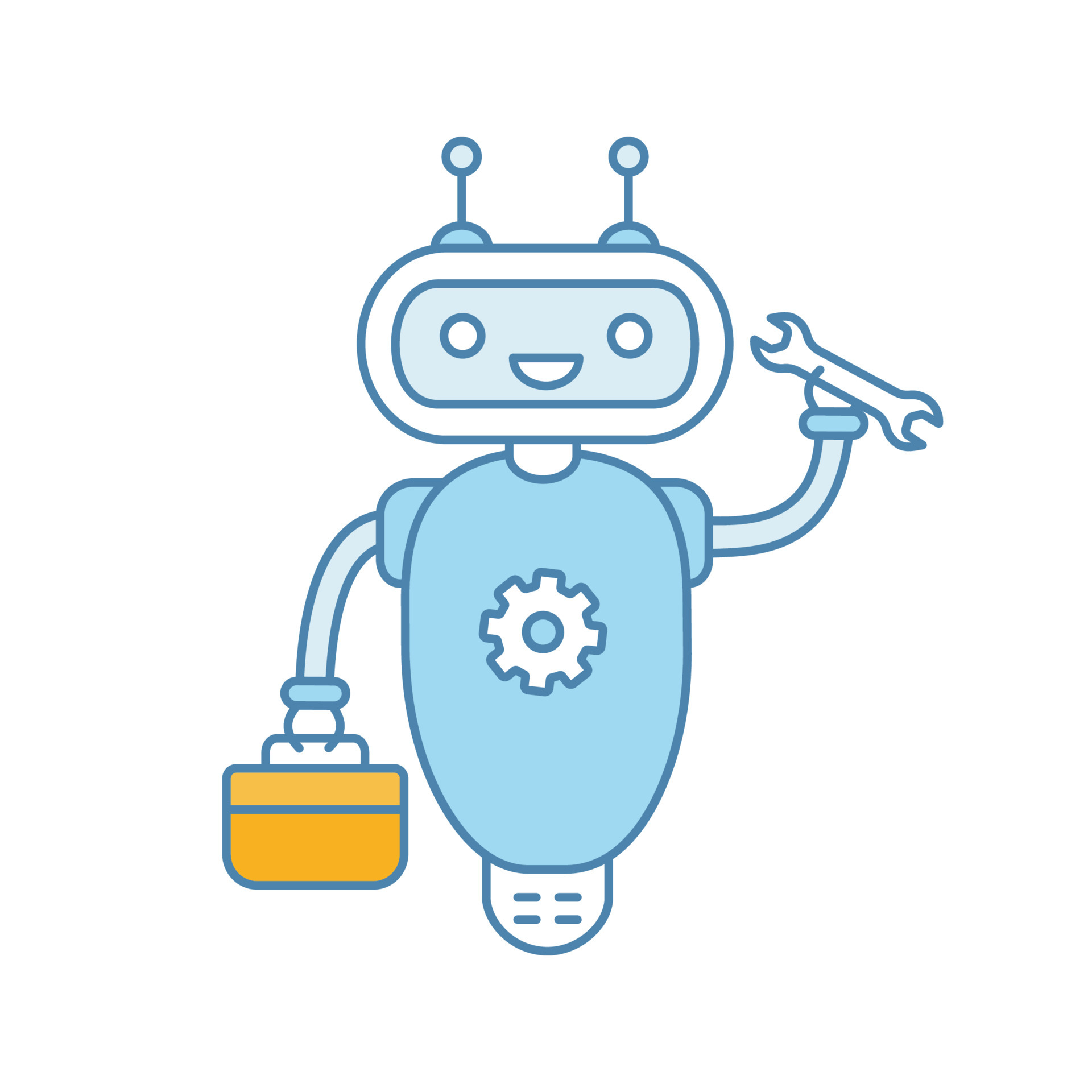 Repair Chatbot Color Icon Robot With Set Of Tools And Screw Key