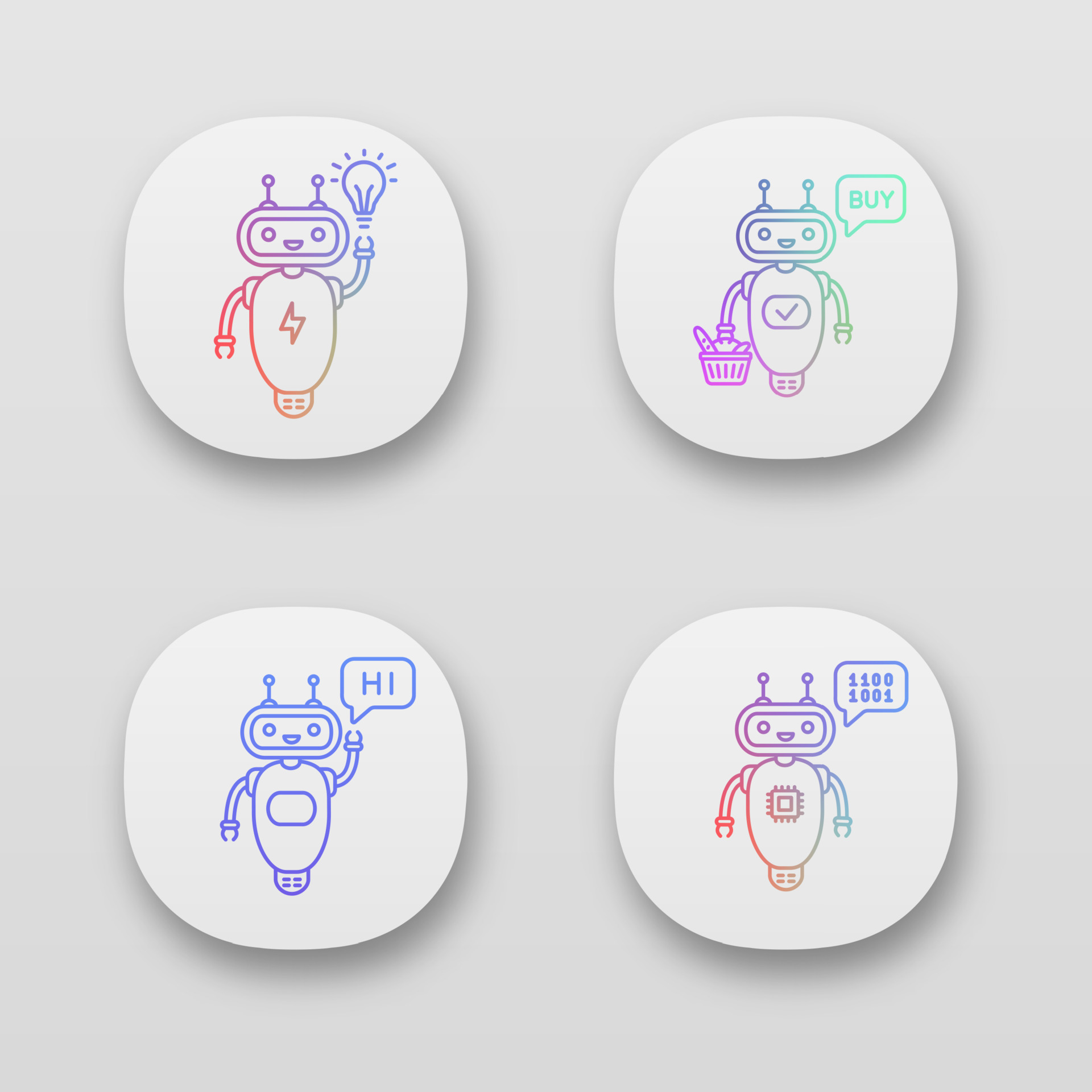 Chatbots App Icons Set Ui Ux User Interface Talkbots Virtual