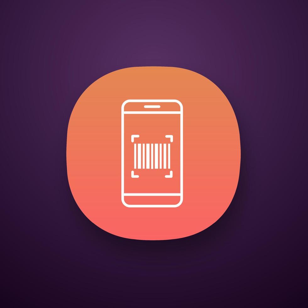 Barcode Scanning App Icon Smartphone Reading Linear Barcode One