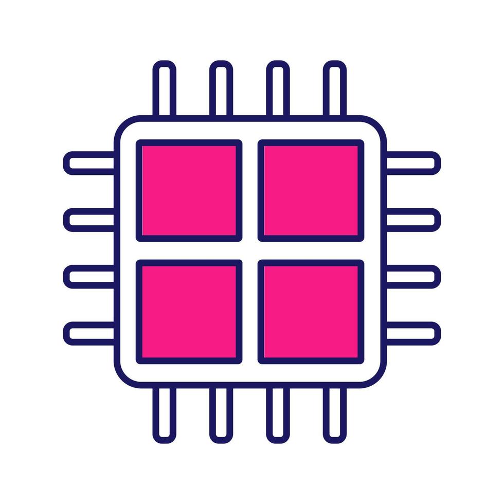 Quad core processor color icon. Four core microprocessor. Microchip, chipset. CPU. Central ...