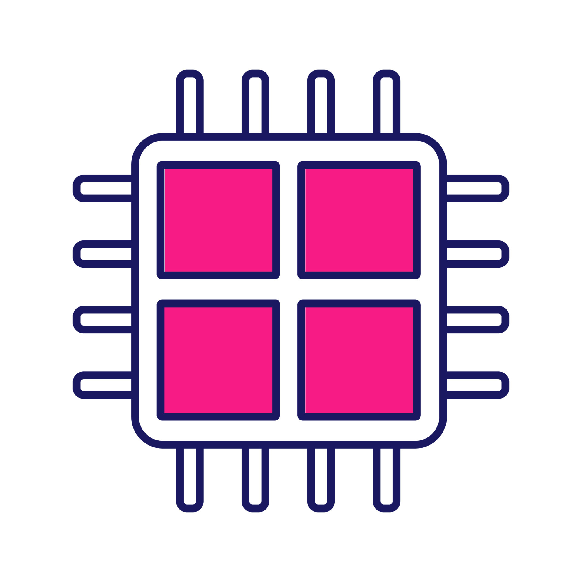 Quad Core Processor Color Icon Four Core Microprocessor Microchip Chipset Cpu Central 6551