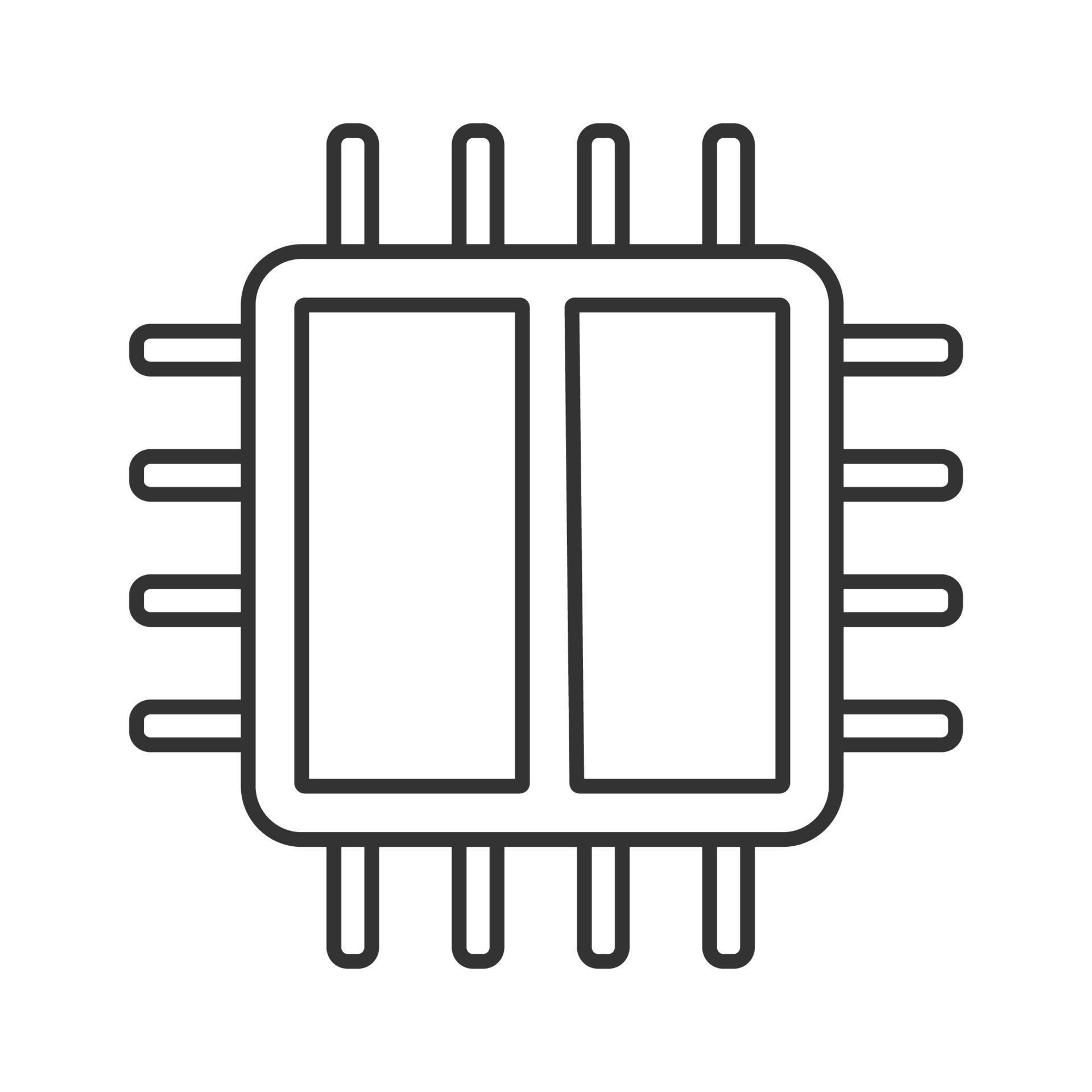 Dual Core Processor Linear Icon X2 Microprocessor Thin Line Illustration Microchip Chipset