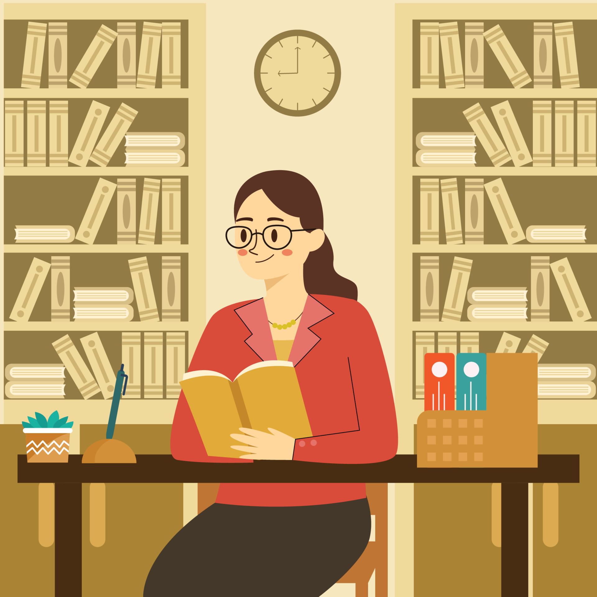 Librarian Woman Concept 4974436 Vector Art at Vecteezy