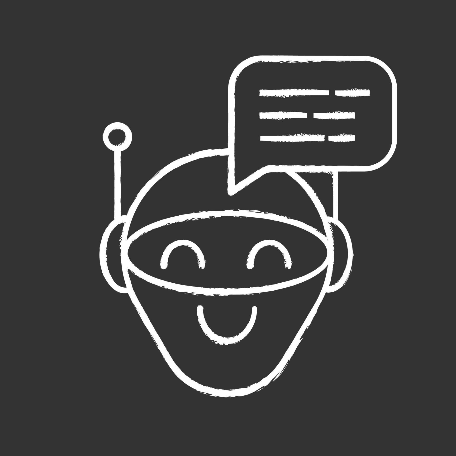 Chatbot message chalk icon. Talkbot. Modern robot. Android laughing ... Chatbot message chalk icon. Talkbot. Modern robot. Android laughing ...
