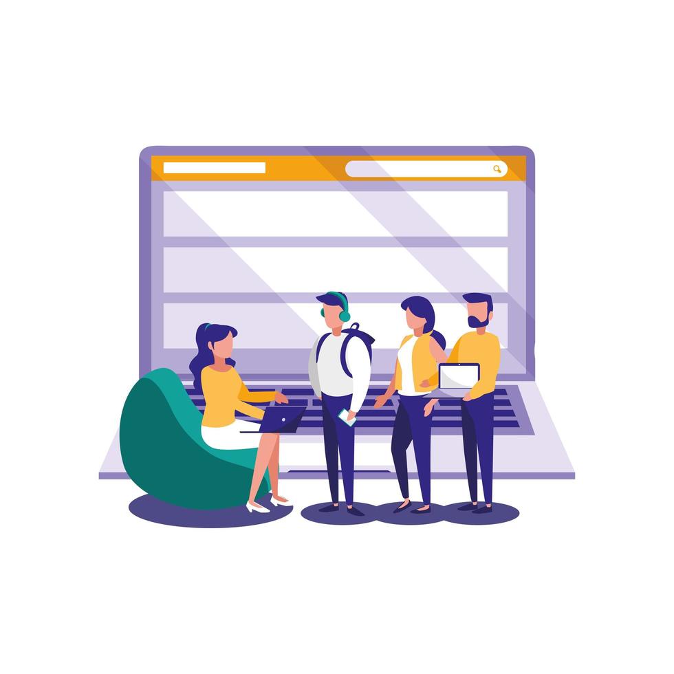 People with laptop vector design 4976194 Vector Art at Vecteezy