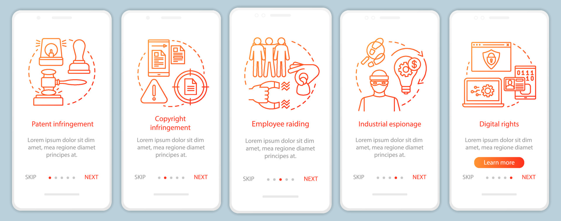 Ethical Issues Onboarding Mobile App Page Screen Vector Template