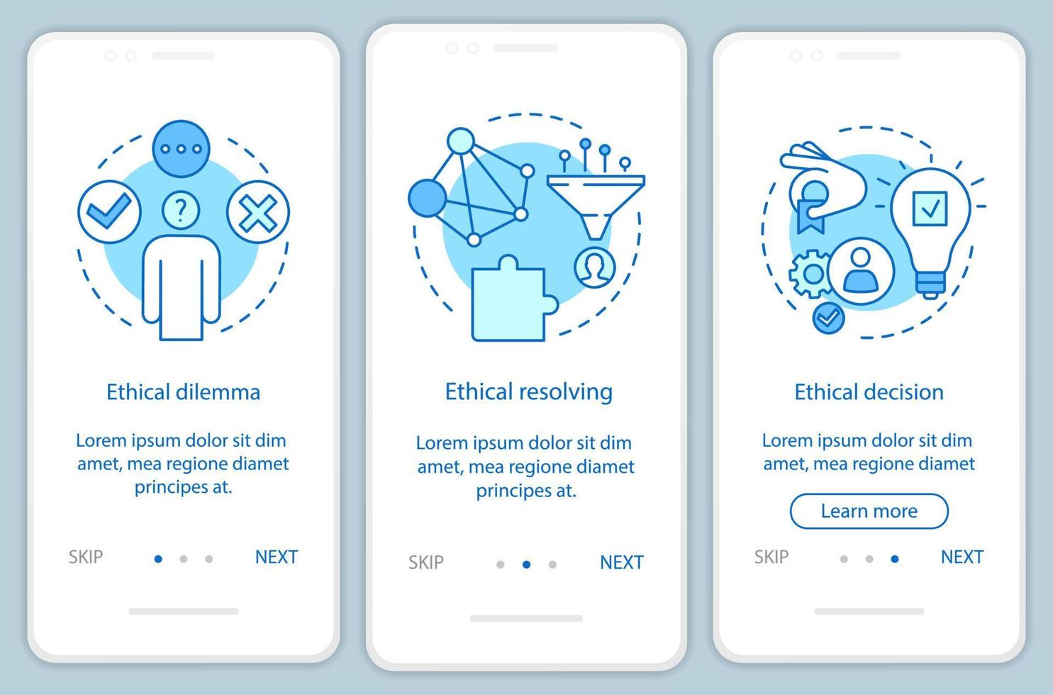 Ethical Resolving Onboarding Mobile App Page Screen Vector Template