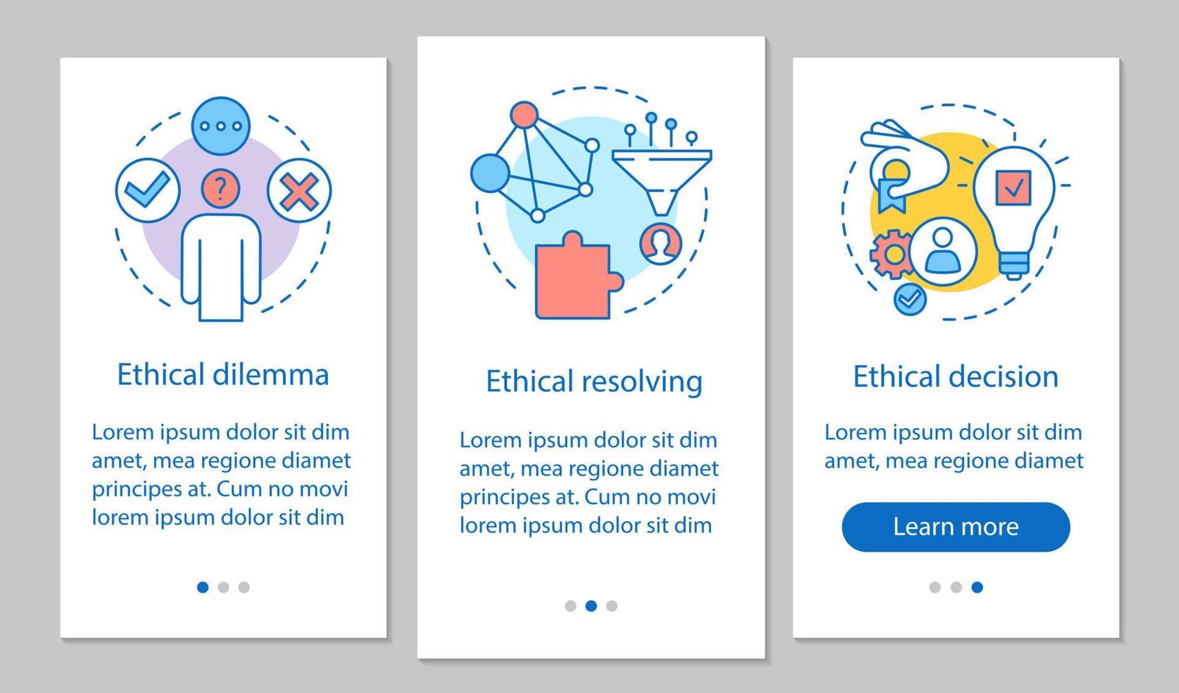 Ethical Resolving Onboarding Mobile App Page Screen Vector Template