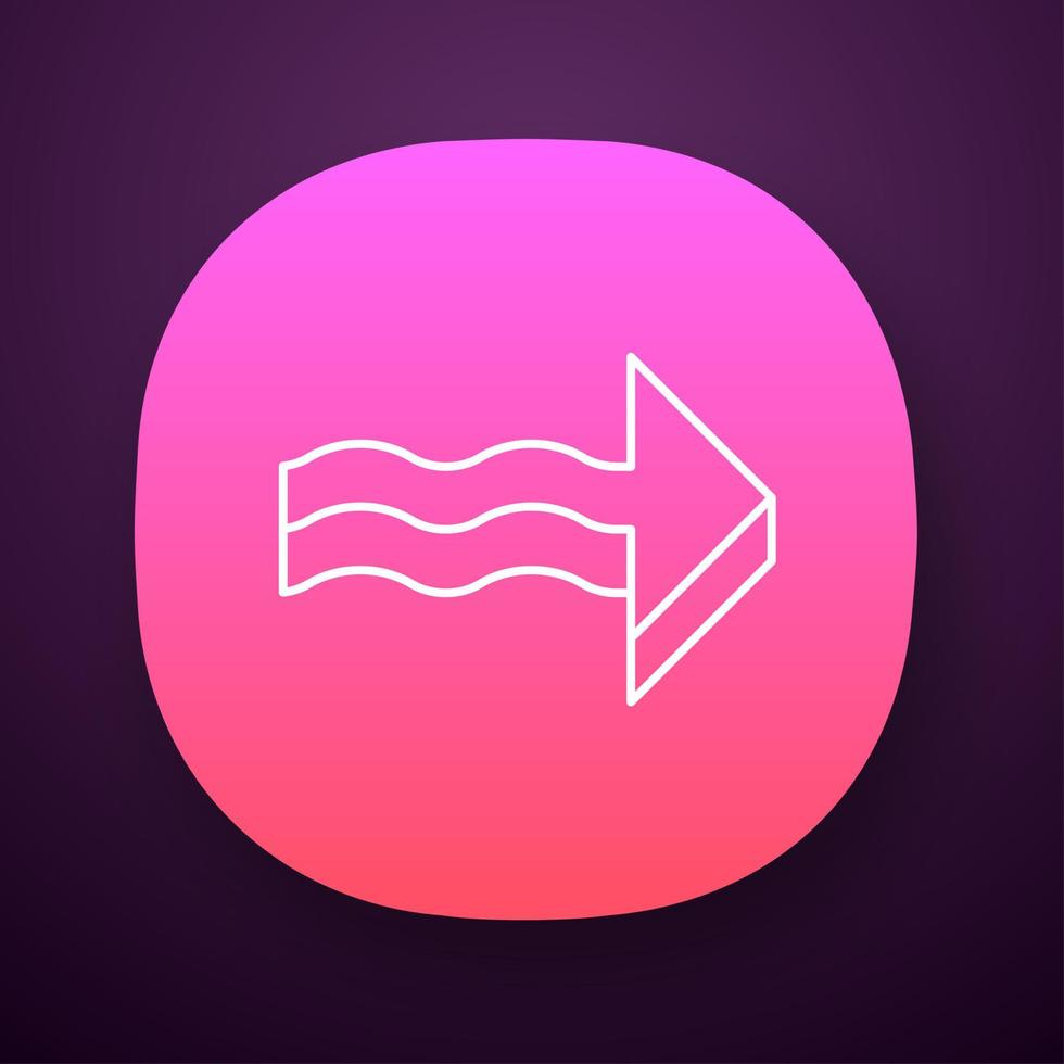 3d wavy arrow app icon. Rightward direction. Indicating arrowhead. Sign pointing to right ...