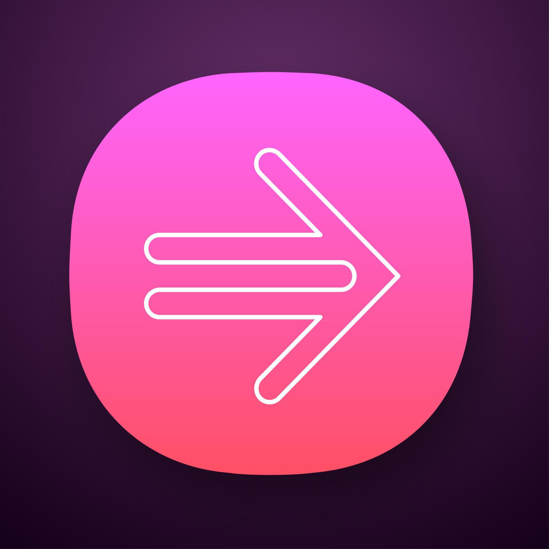 Double-lined arrow app icon. Indicating sign, pointer button. Forward indicator. Arrowhead ...