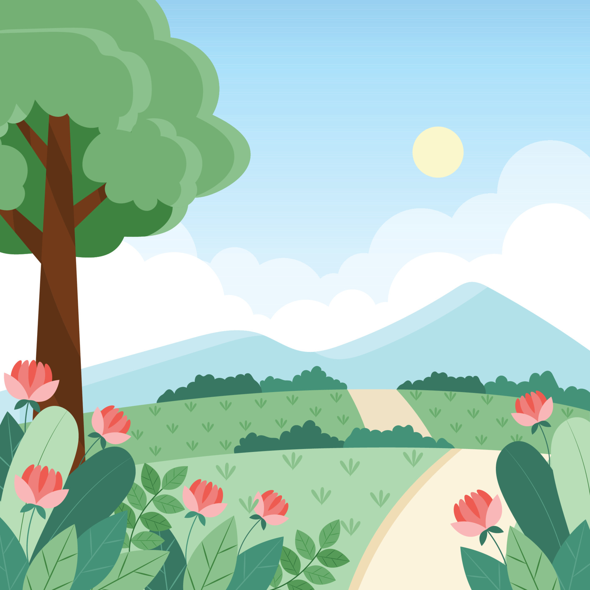 Spring Scenery Outdoor 4976923 Vector Art at Vecteezy