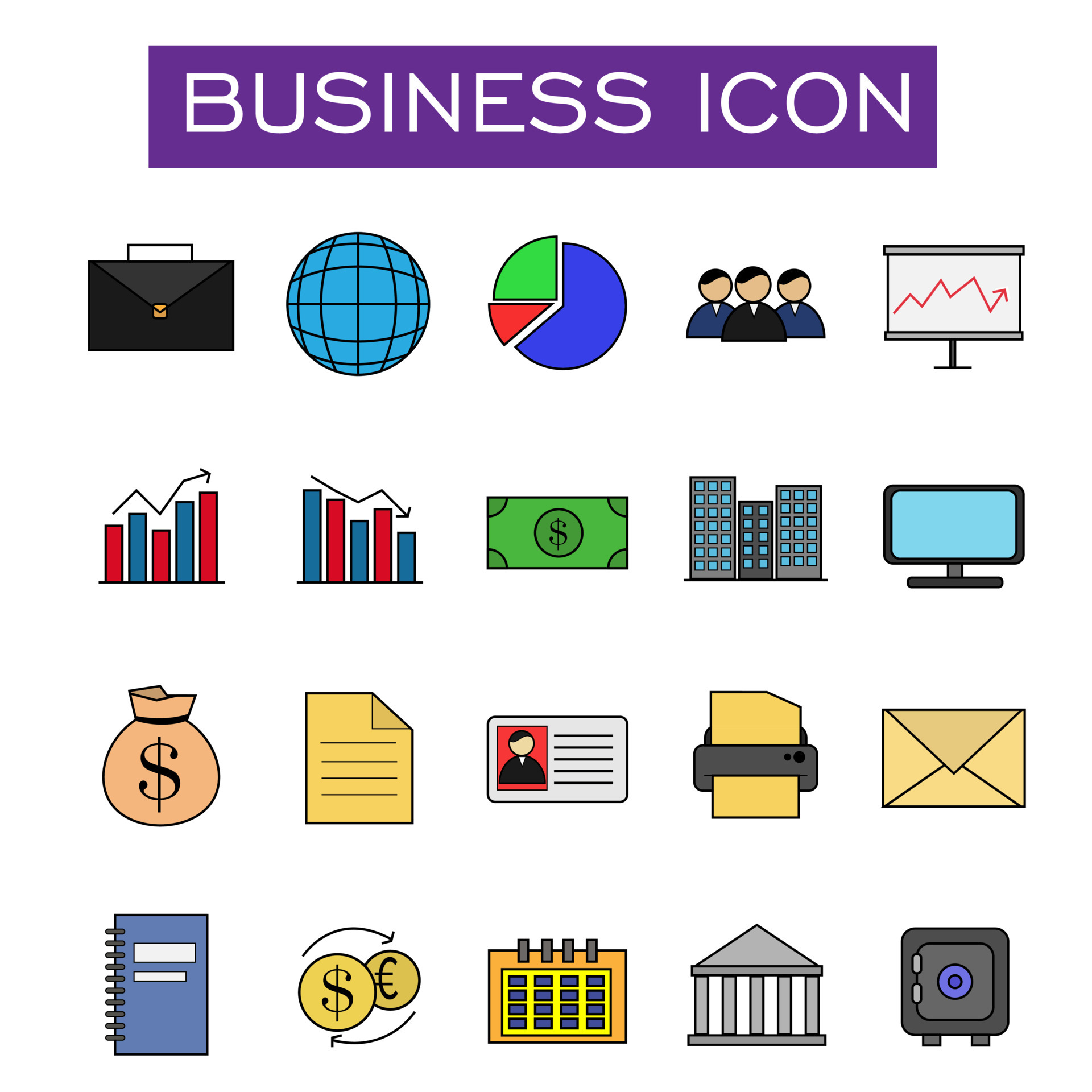 Illustration vector design of 20 business icon sets 4977480 Vector Art ...