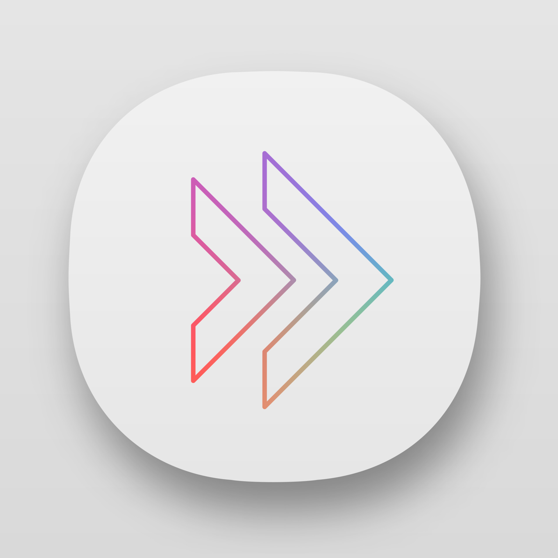 Double arrow app icon. Rewinding button. Navigation pointer. Next, forward arrow pointing ...