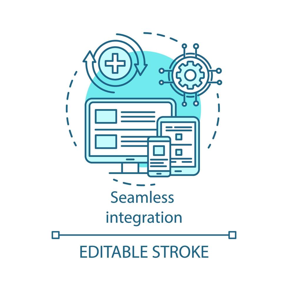 Seamless integration concept icon. Referral marketing idea thin line ...