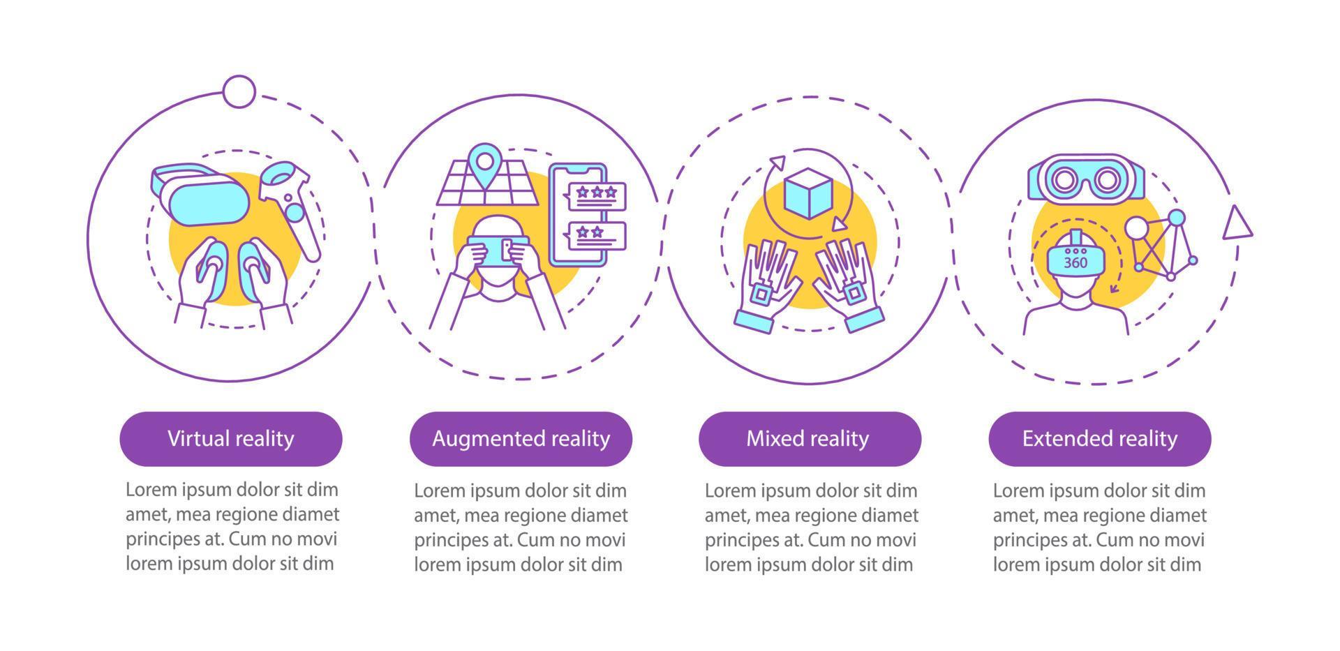 Extended reality vector infographic template. Virtual, mixed, augmented ...