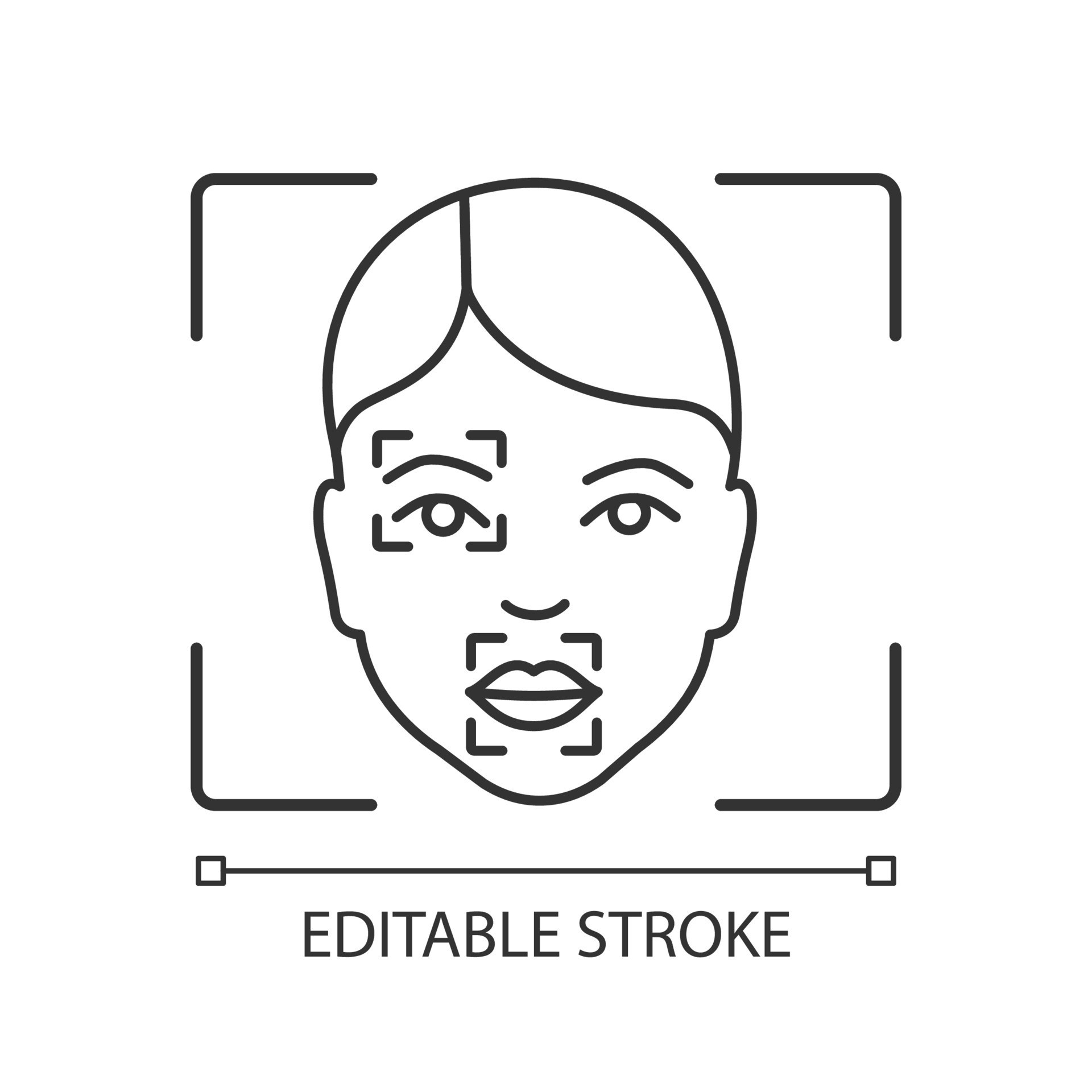 Face Scanning Procedure Linear Icon Facial Recognition Markers Points Thin Line Illustration
