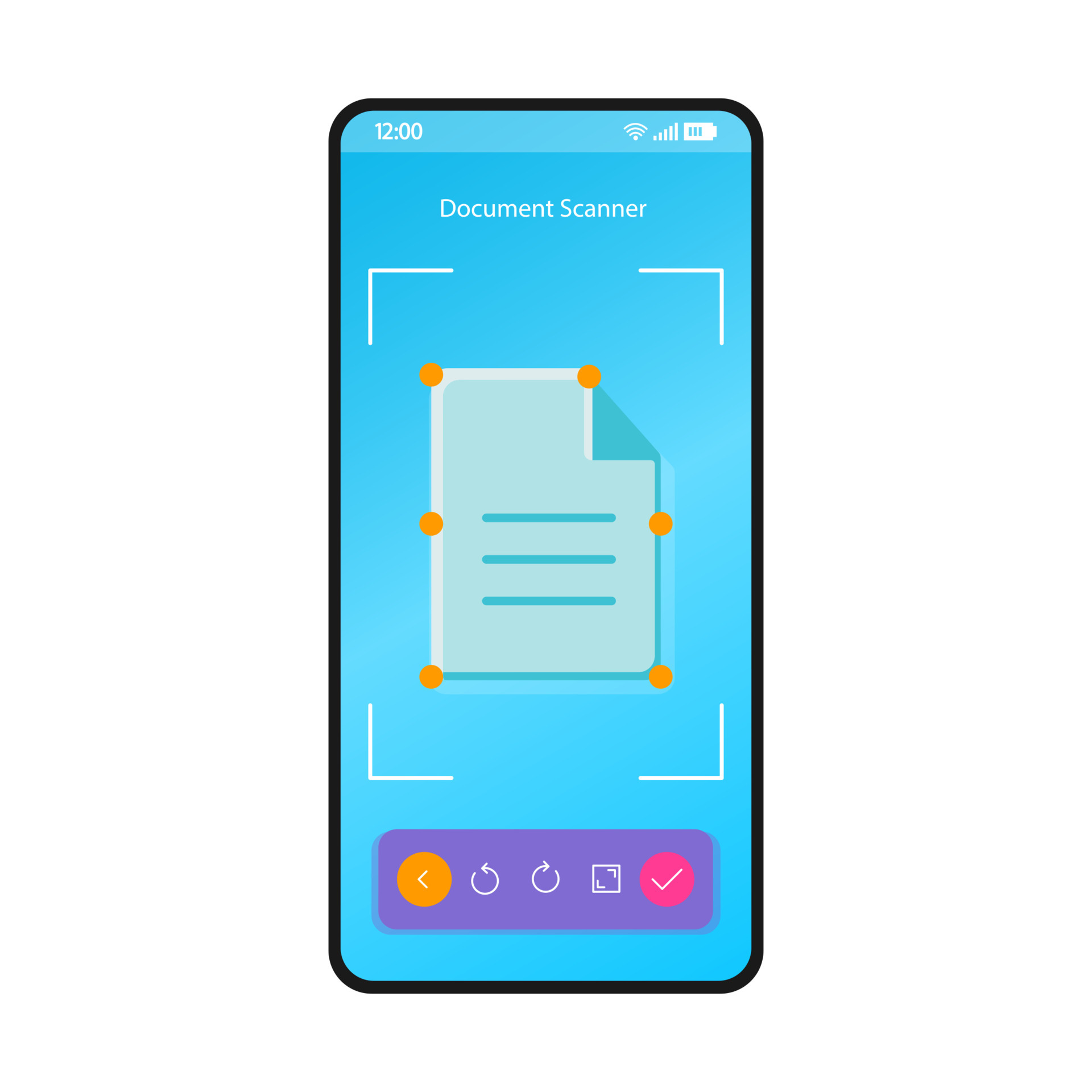 Document scanner smartphone interface vector template. Mobile app page ...