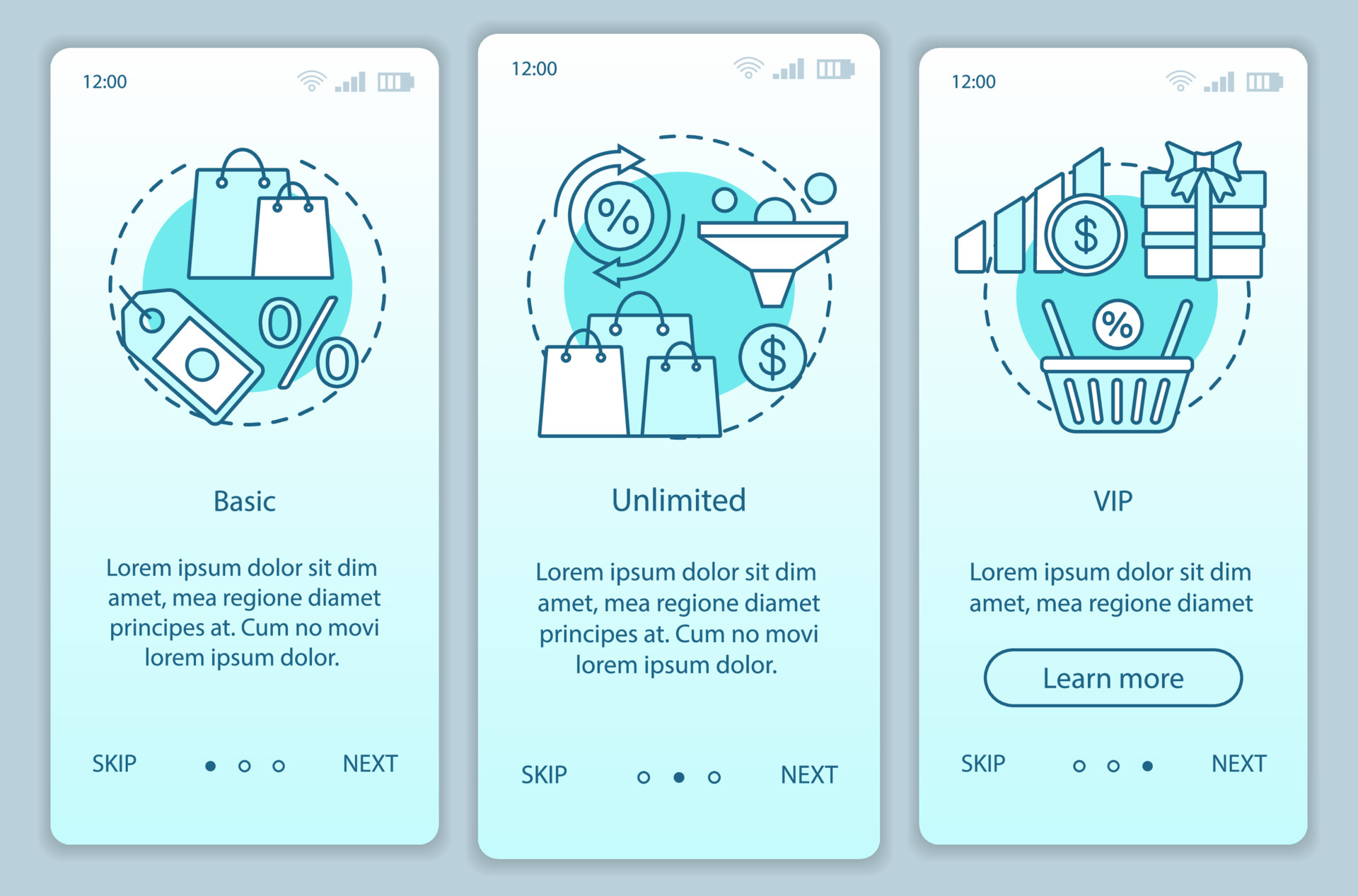 Discounts Bonuses Subscription Onboarding Mobile App Page Screen Vector