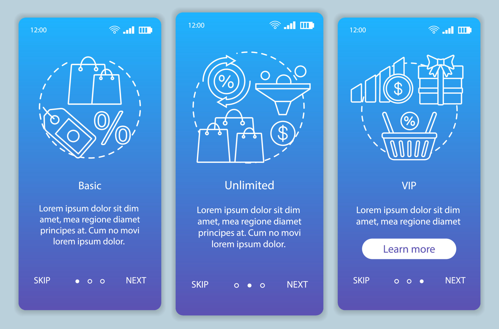 Discounts Bonuses Subscription Onboarding Mobile App Page Screen Vector