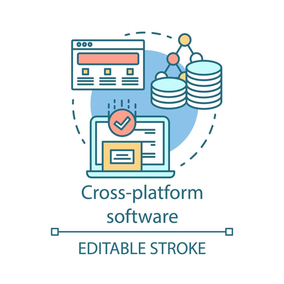 Cross platform software development concept icon. Adaptive programming application idea thin ...