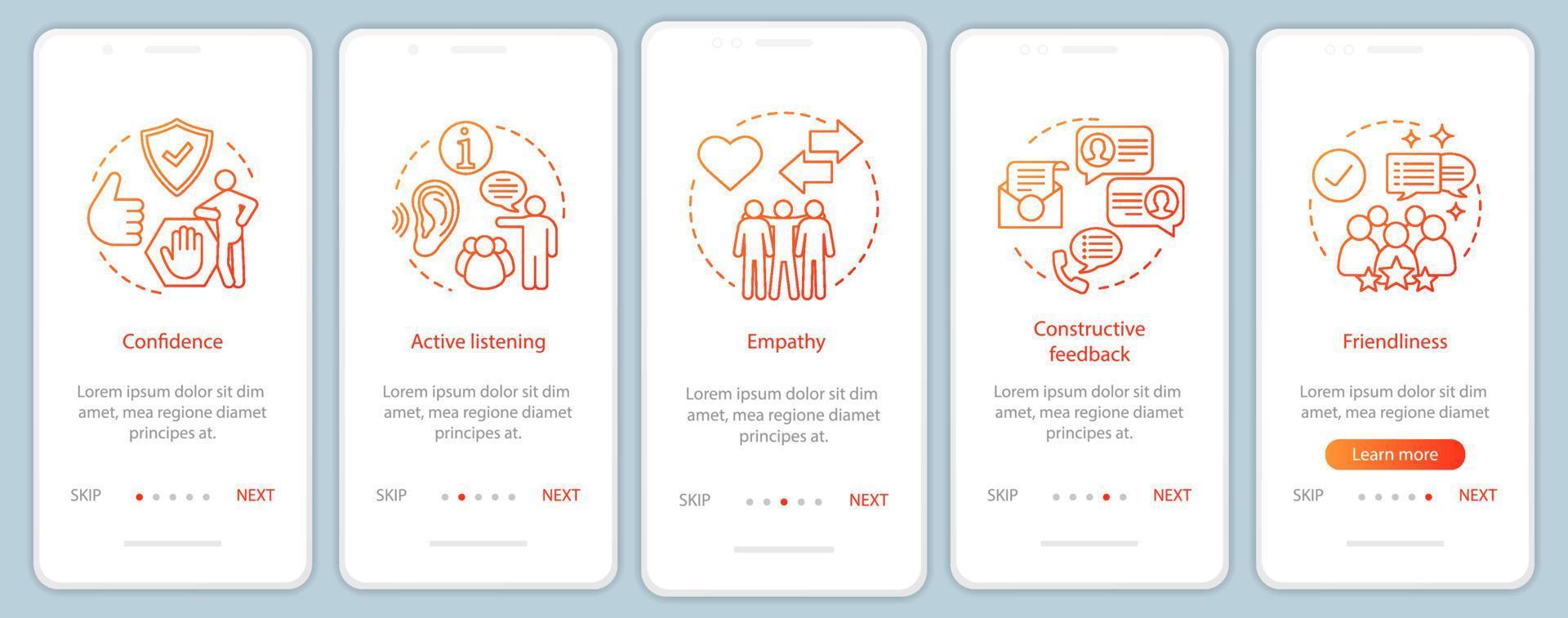 Hr Soft Qualities Onboarding Mobile App Page Screen Vector Template