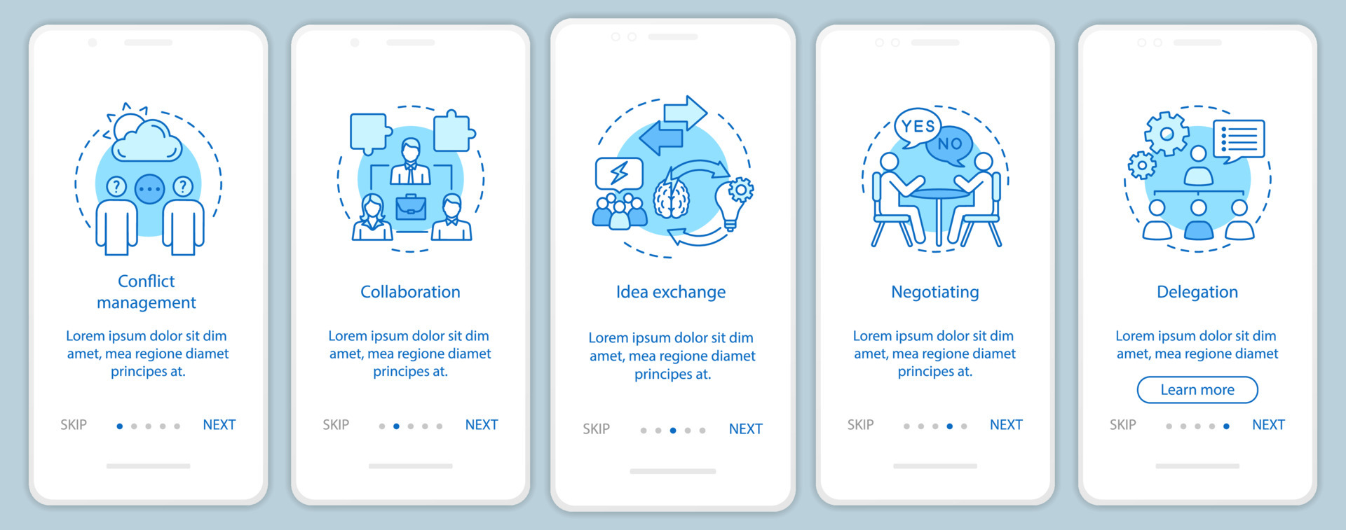 Teamwork Skills And Qualities Onboarding Mobile App Page Screen Vector Template Employment