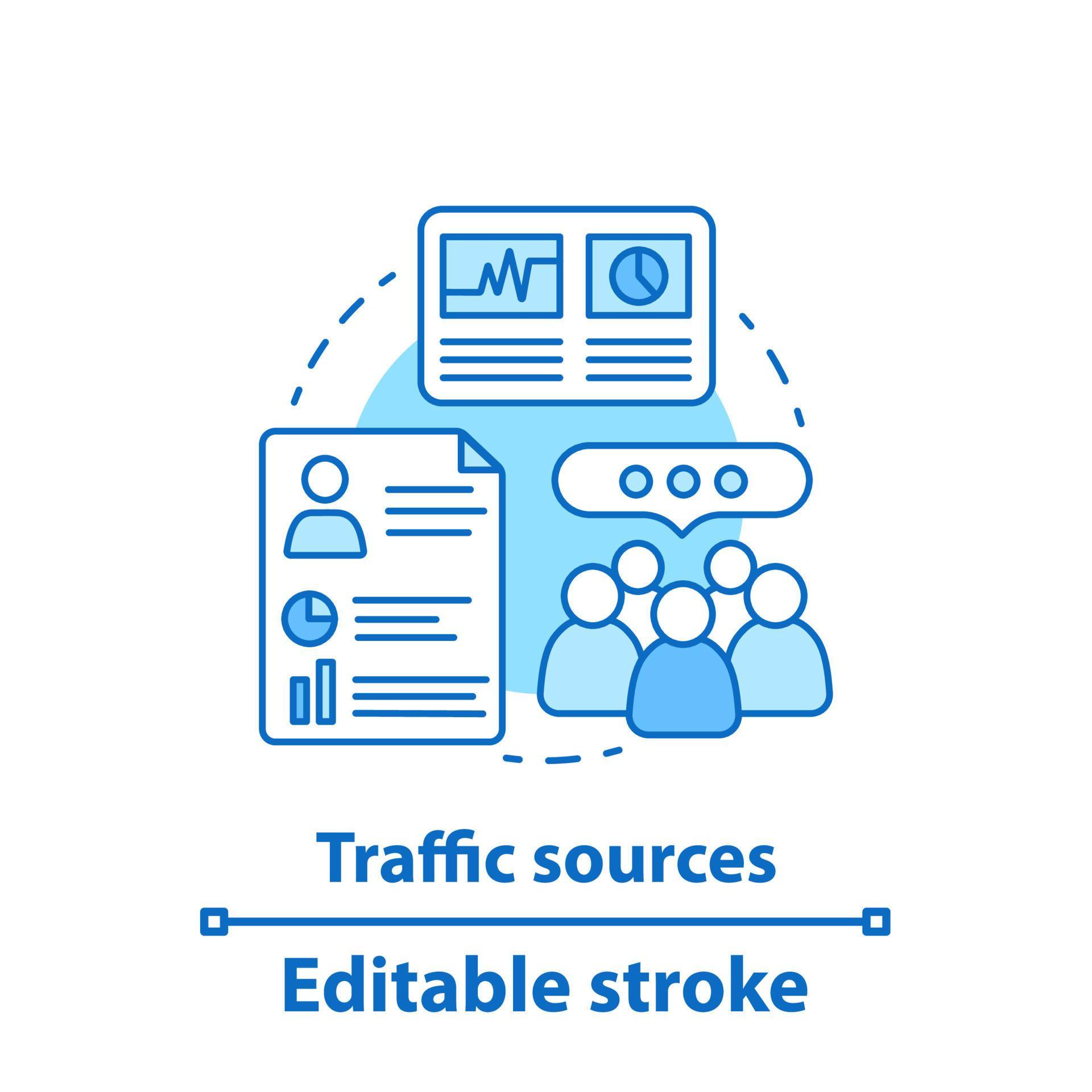 Traffic sources concept icon. Audience growth, engagement rate. Idea ...