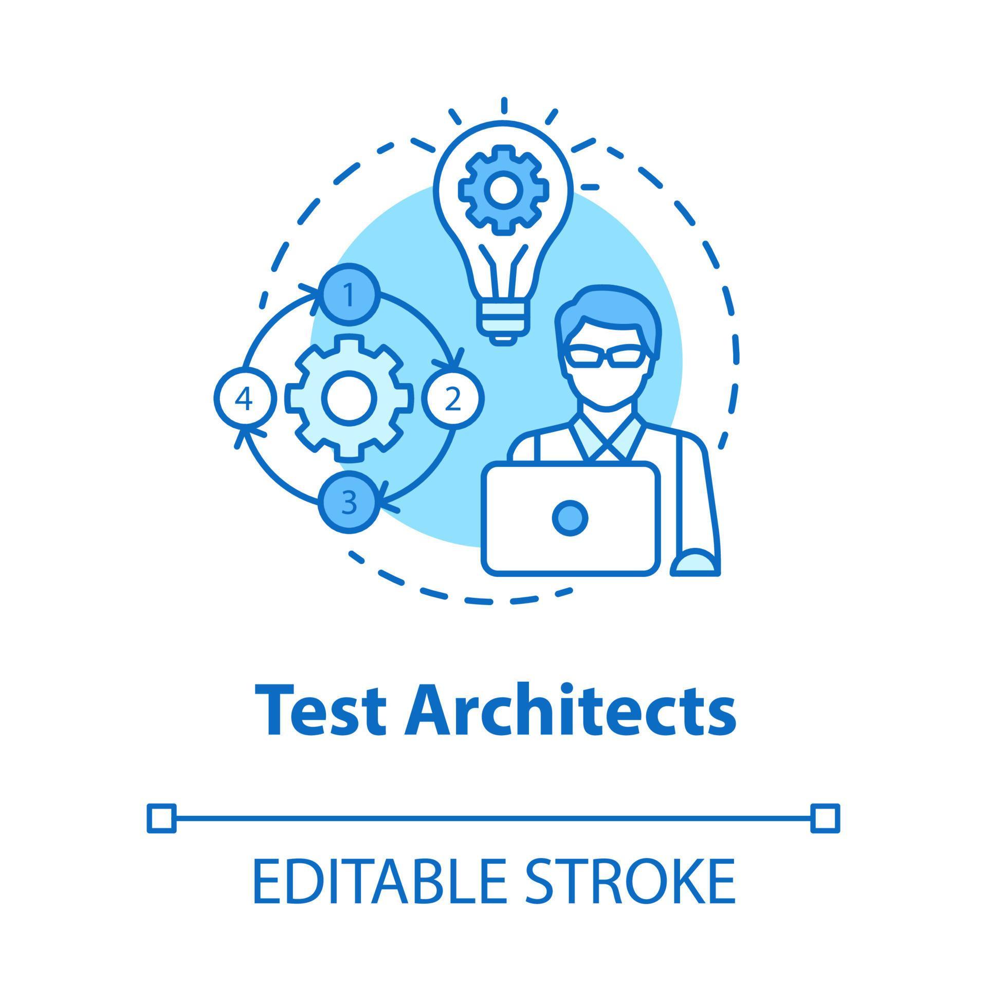 Test architects turquoise concept icon. Software development idea thin ...