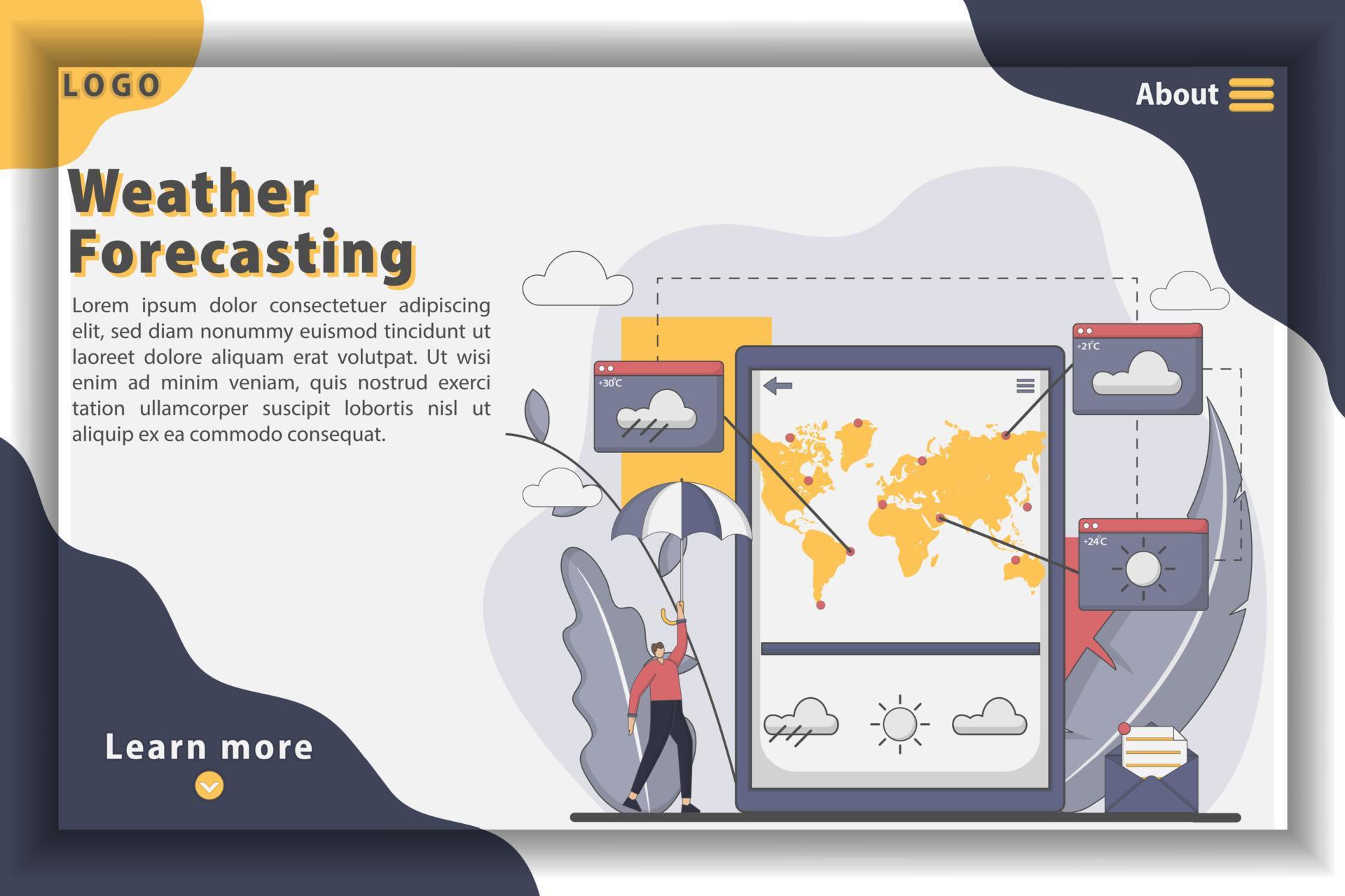Flat design weather forecasting illustration 4984748 Vector Art at Vecteezy