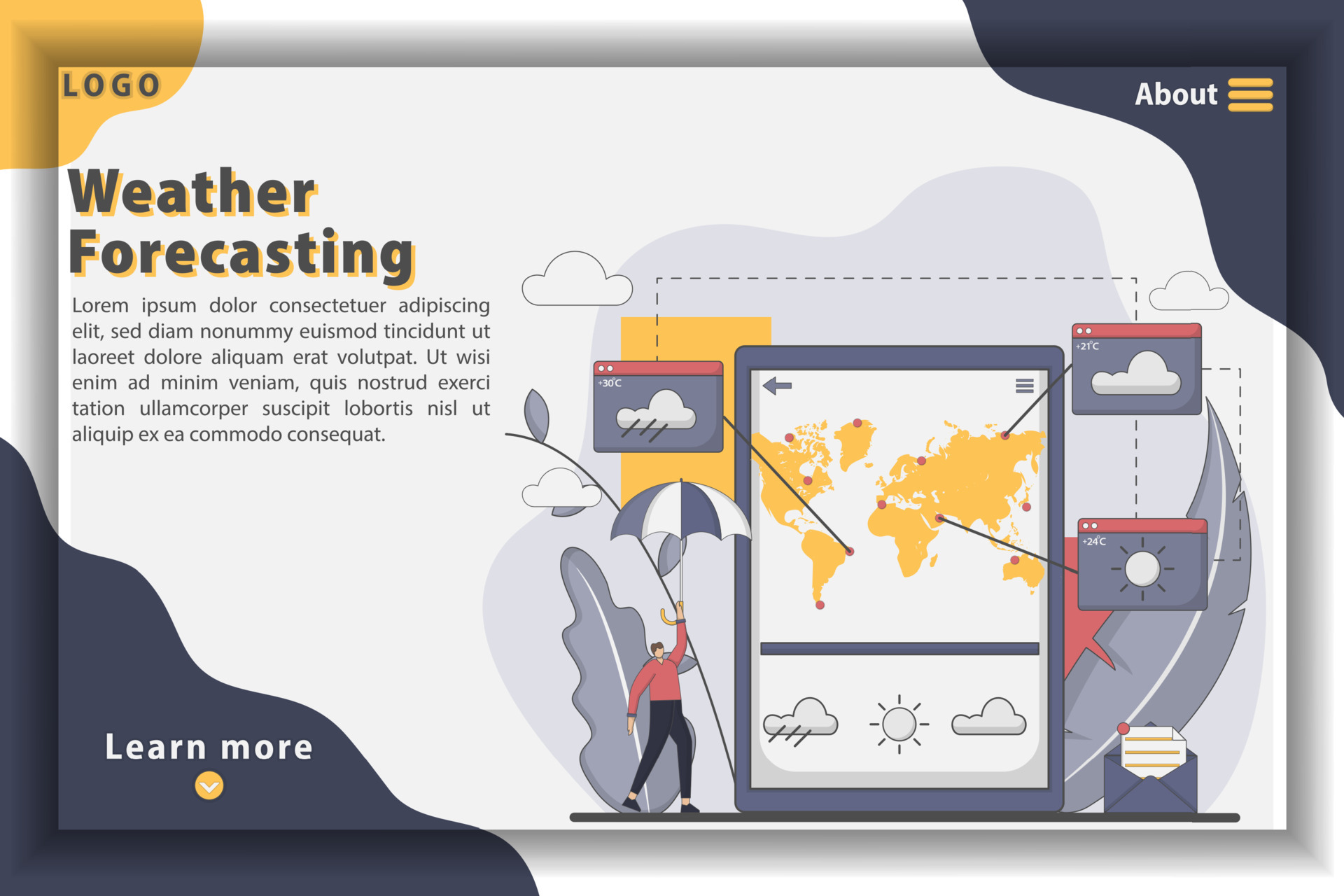 Flat design weather forecasting illustration 4984748 Vector Art at Vecteezy