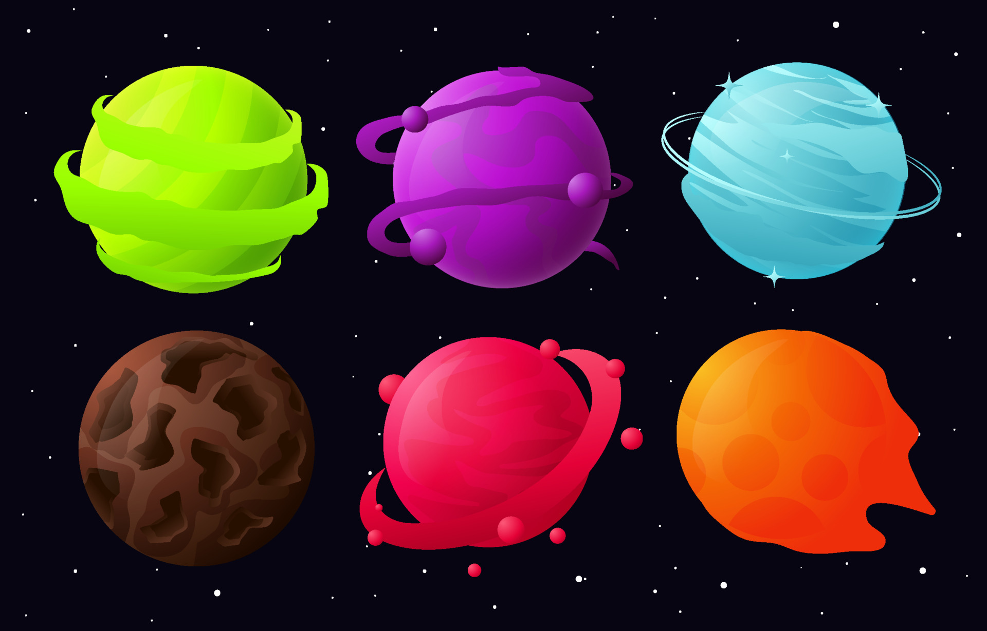 Collection Set of Planet Icon Full Color 4984792 Vector Art at Vecteezy