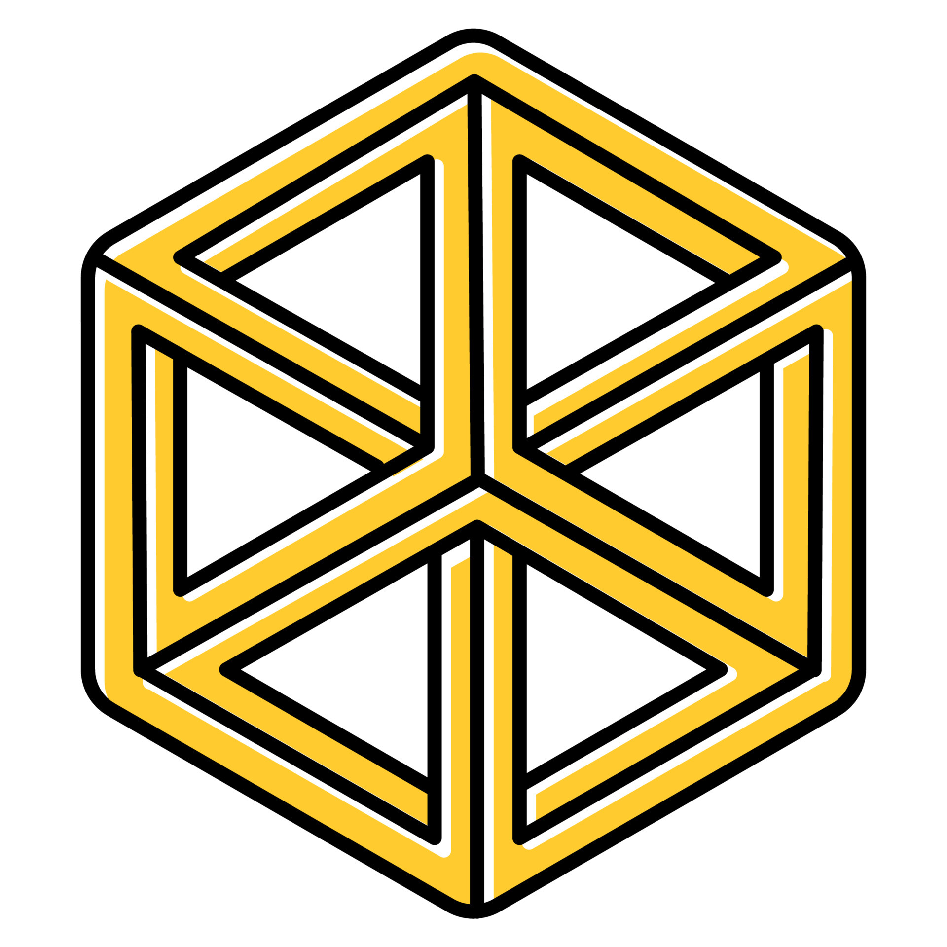 Optical illusion puzzle yellow color icon. Paradox. Mental exercise ... Optical illusion puzzle yellow color icon. Paradox. Mental exercise ...