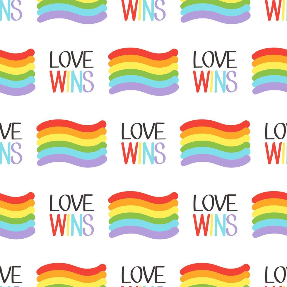 Vector Pride Doodle Seamless Pattern Lgbt Hearts With Rainbow Gay