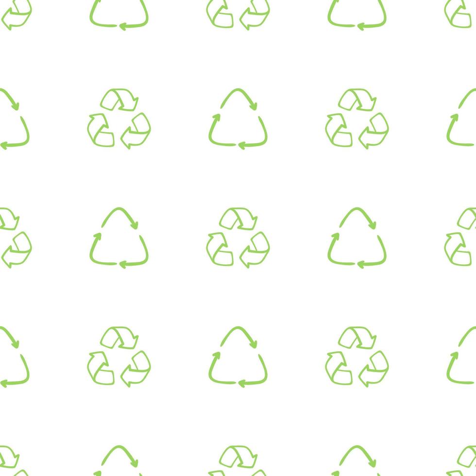 Seamless eco pattern. Three arrows eco recycle. Reuse ornament doodle ...