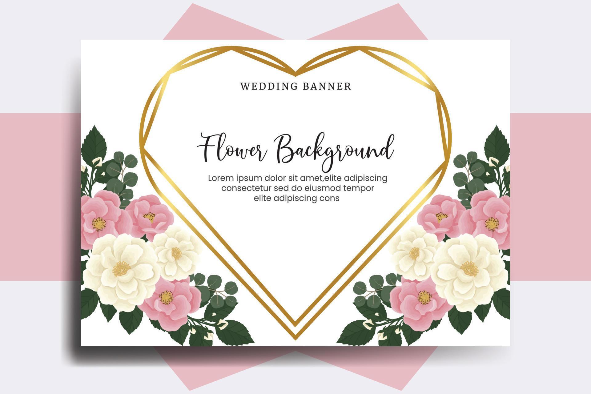 Wedding banner flower background, Digital watercolor hand drawn Pink ...