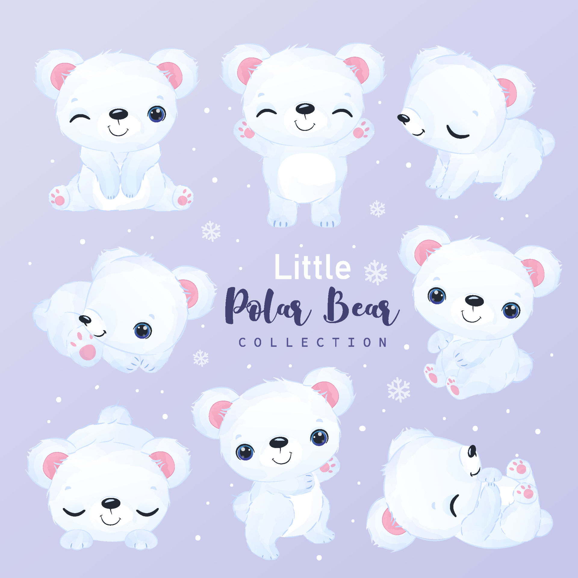 Adorable little polar bear clipart collection 4990062 Vector Art at ...