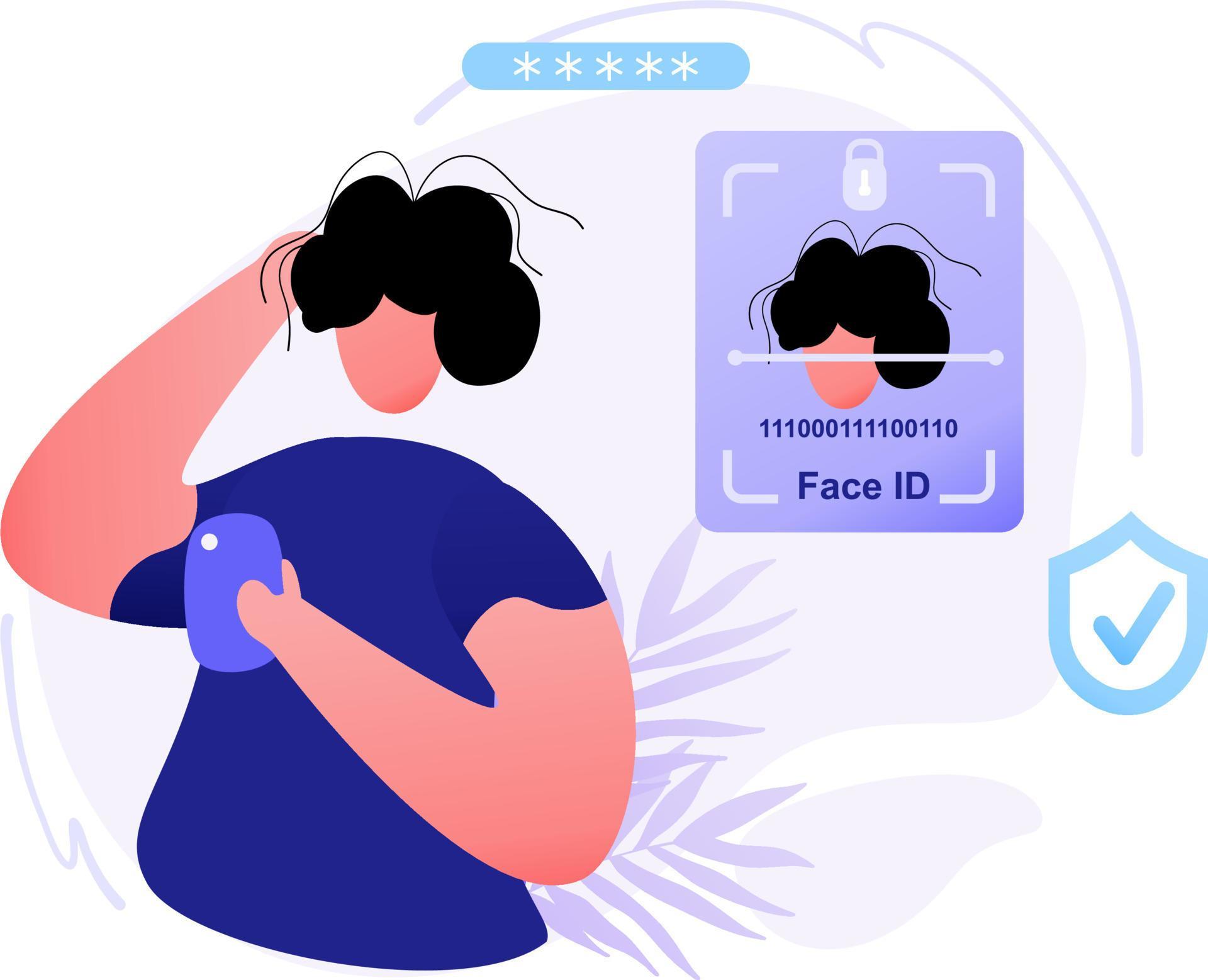 Face Authentication Identity Biometric Verification, dark blue, light ...