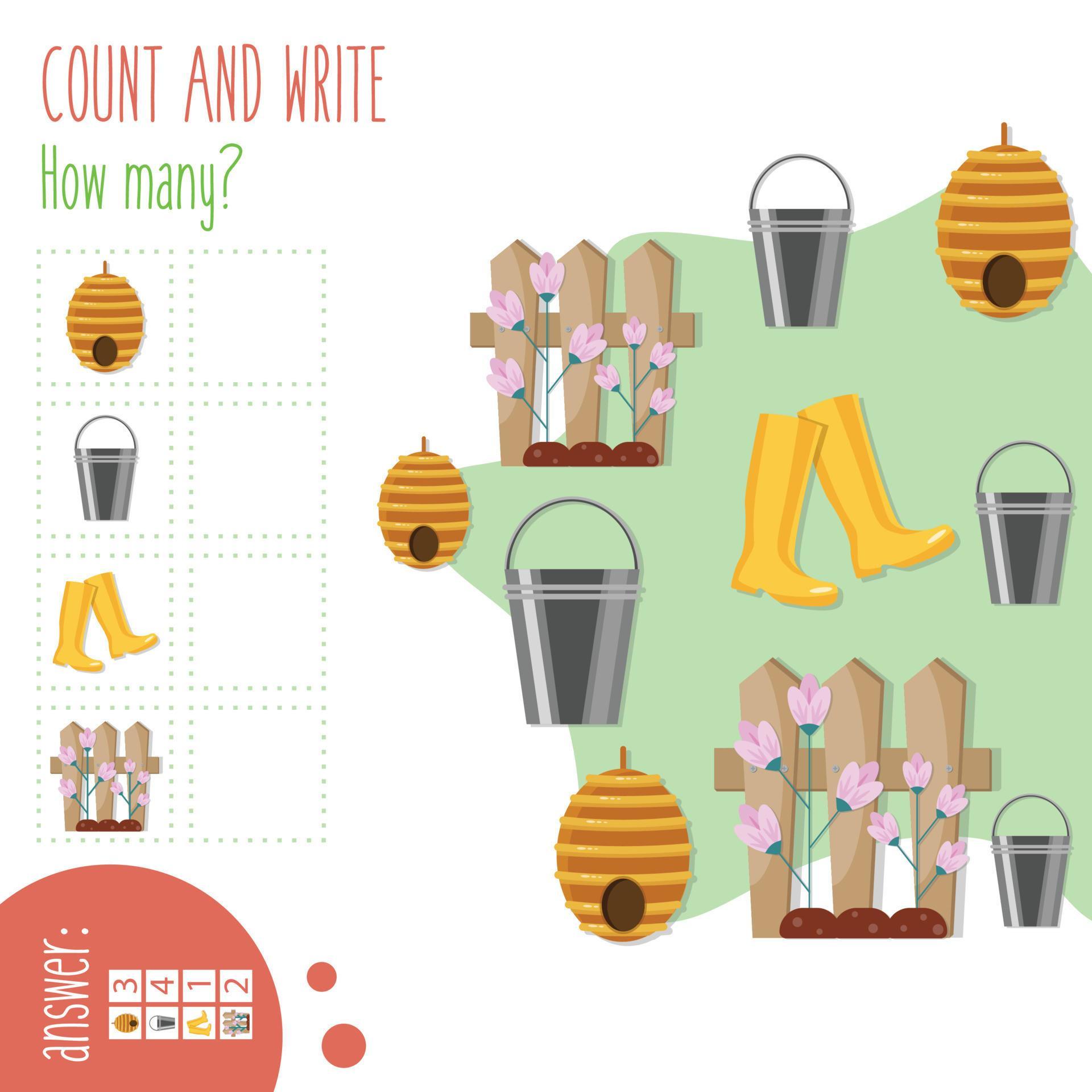 Count and write worksheet. How many 4992072 Vector Art at Vecteezy