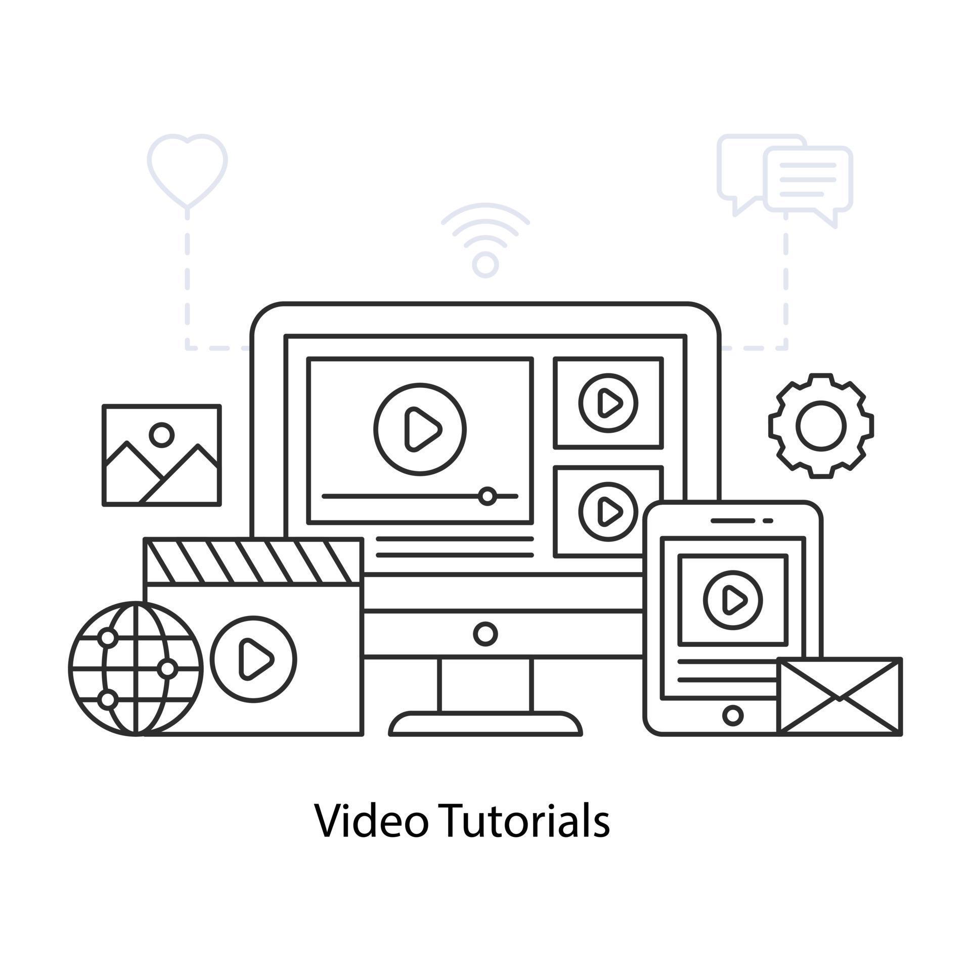 An illustration design of video tutorial 4997840 Vector Art at Vecteezy