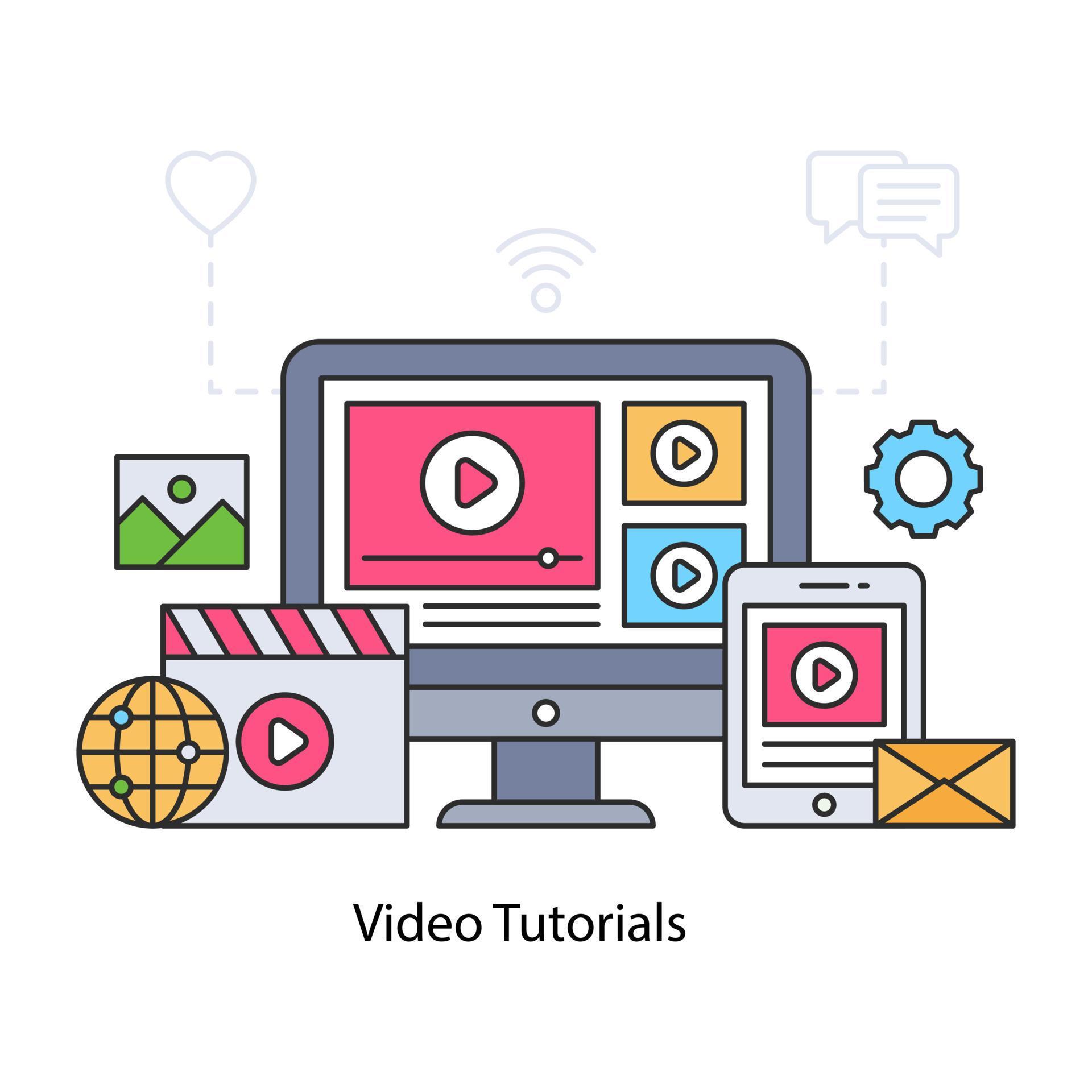 An illustration design of video tutorial 4997941 Vector Art at Vecteezy