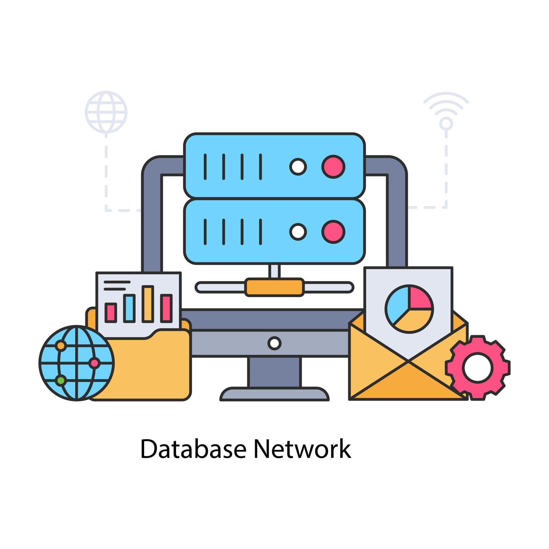 A flat design icon of database network 4997949 Vector Art at Vecteezy