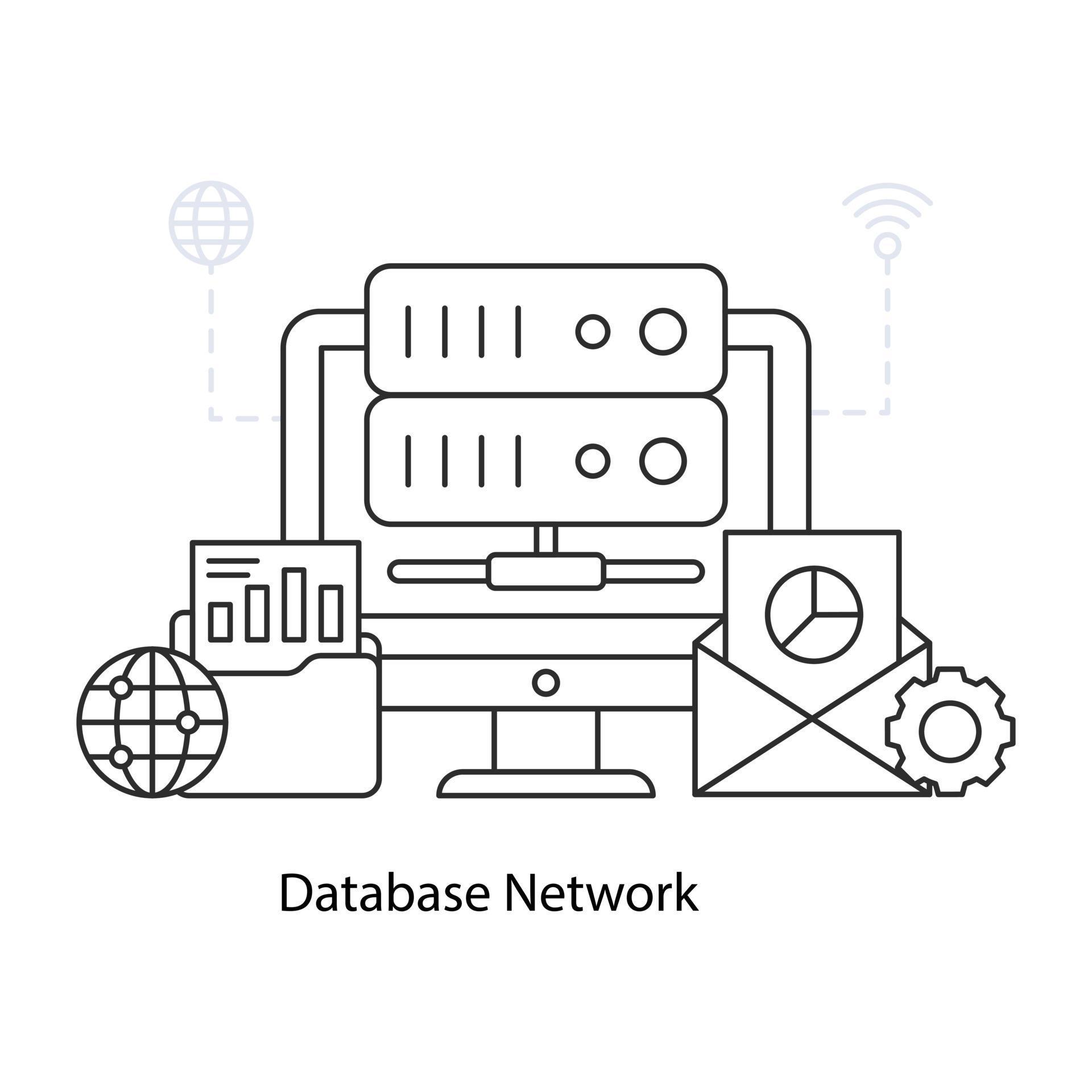 A linear design illustration of database network 4998248 Vector Art at ...