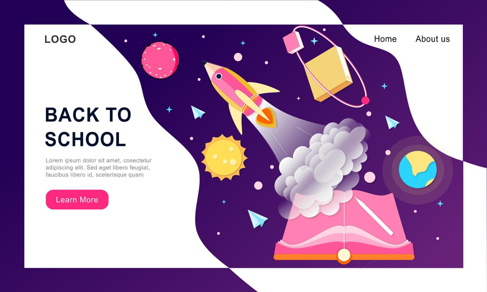 3d landing page design template for back to school, course, class ...