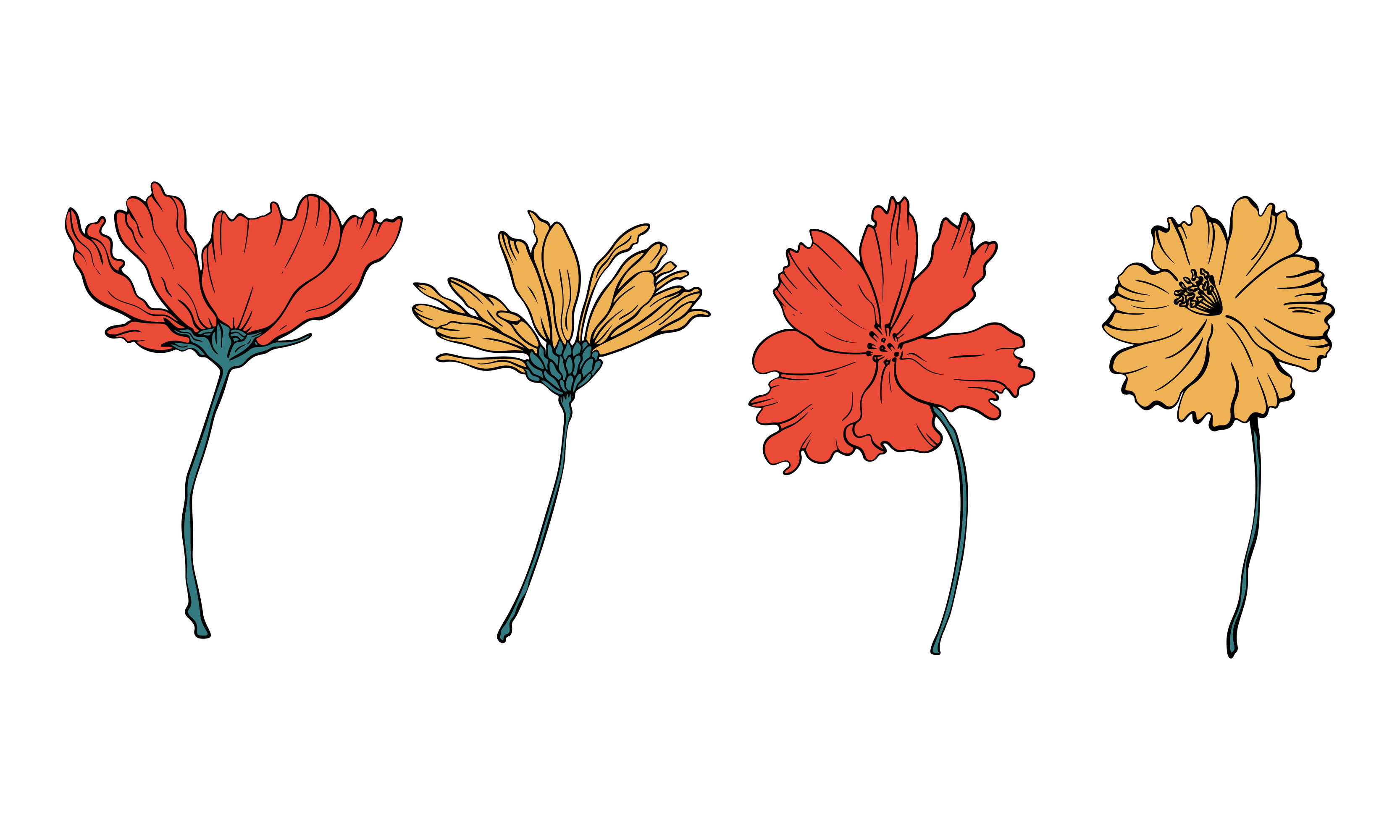 Bright Floral Elements Vector Flowers For Card Designs 5003959 Vector bright-floral-elements-vector-flowers-for-card-designs-5003959-vector