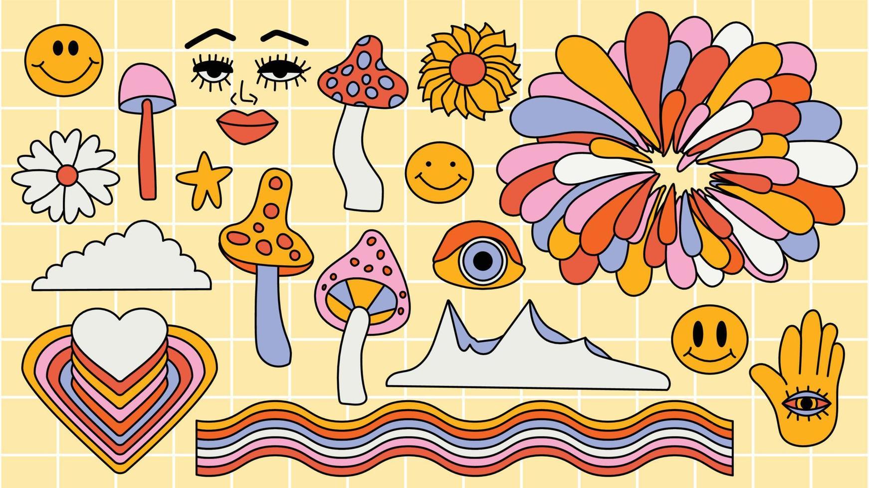 Set Of Hipster Retro Cool Psychedelic Elements A Collection Of Groovy set-of-hipster-retro-cool-psychedelic-elements-a-collection-of-groovy