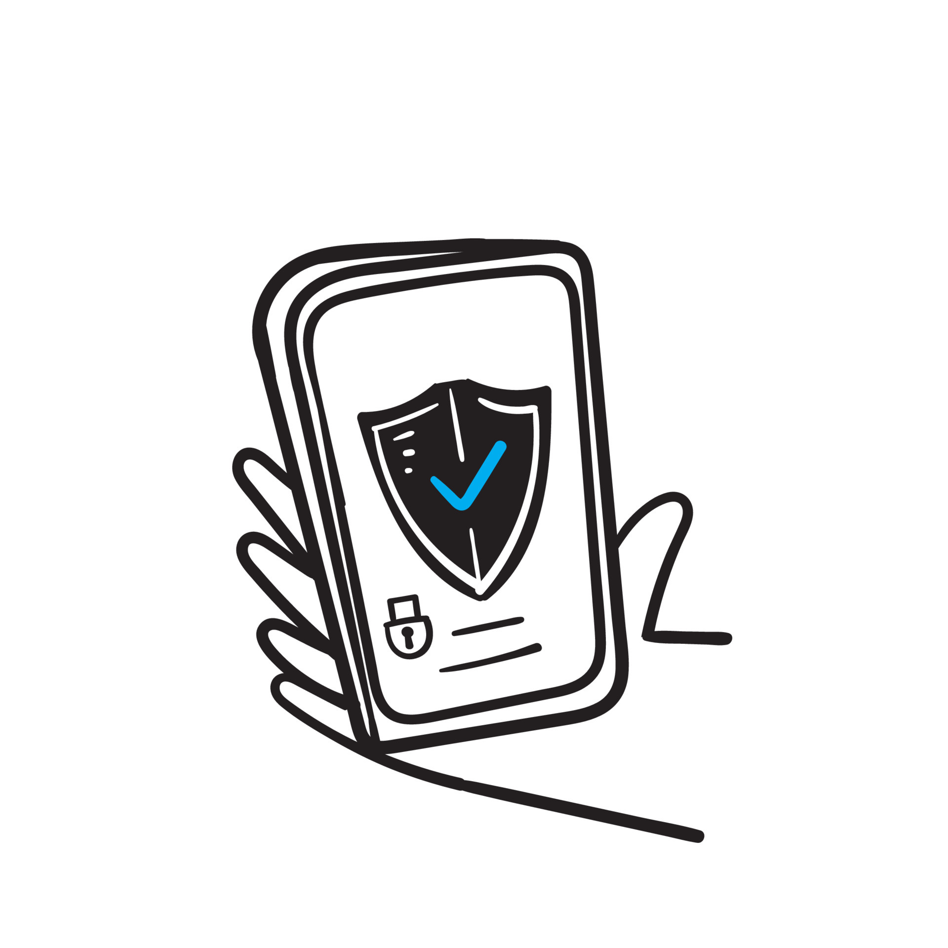Hand Drawn Data Security Concept Mobile Security App On Smartphone