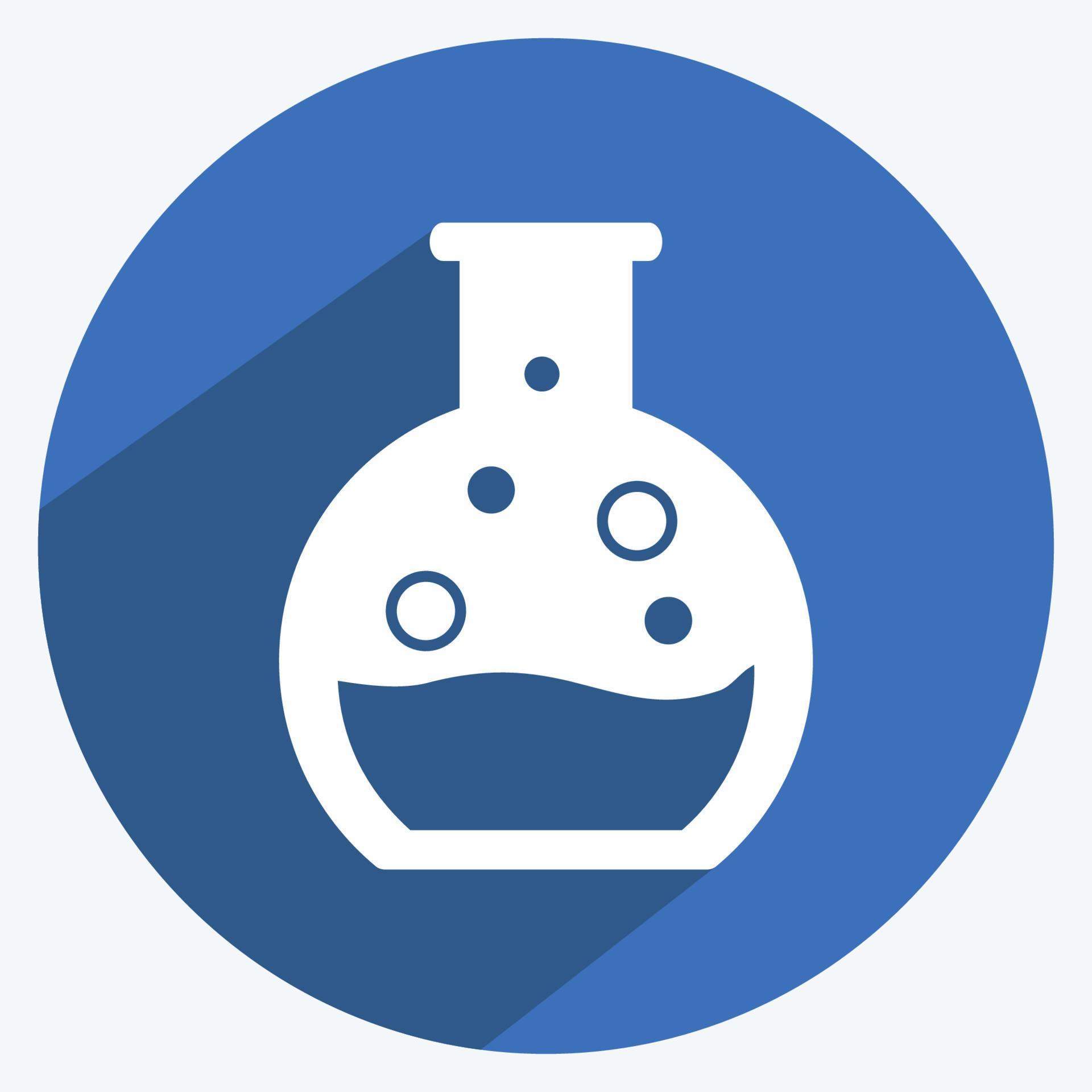 Round Bottom Flask Icon in trendy long shadow style isolated on soft ...