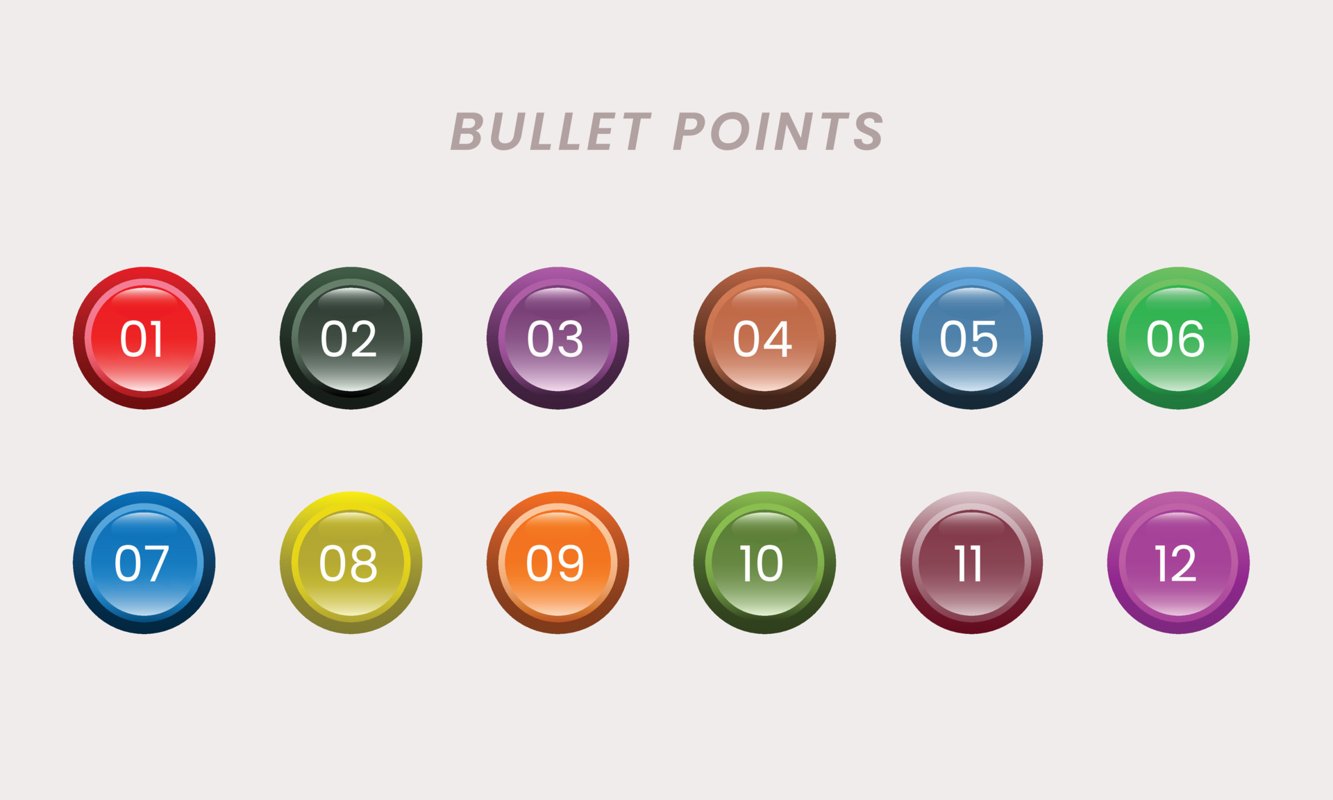 Bullet Number Points with Glossy Color 5019188 Vector Art at Vecteezy