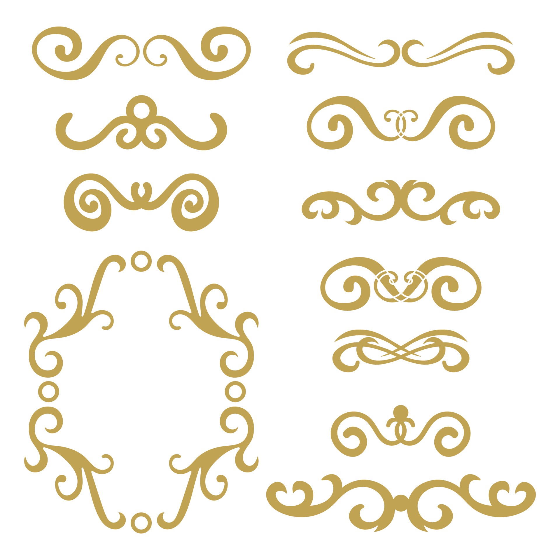 Abstract curly design element set isolated on white background ...