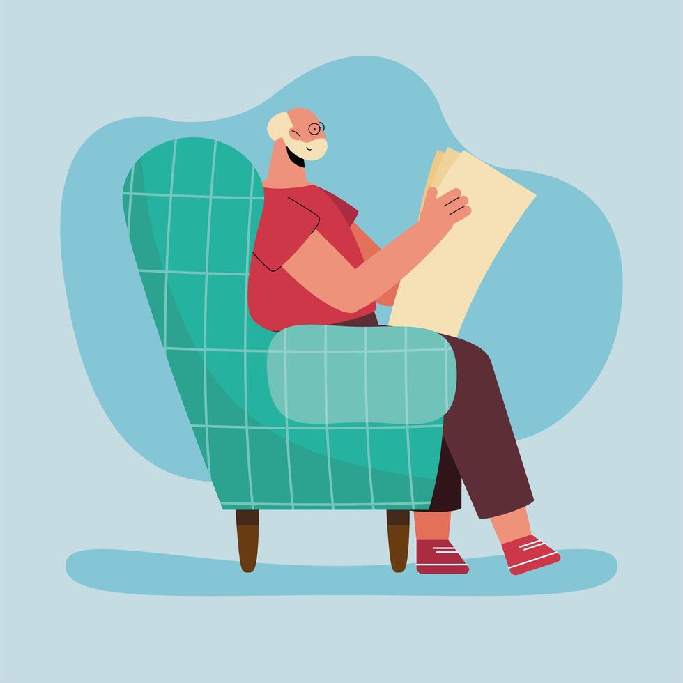 Old Man Reading Book 5028956 Vector Art At Vecteezy